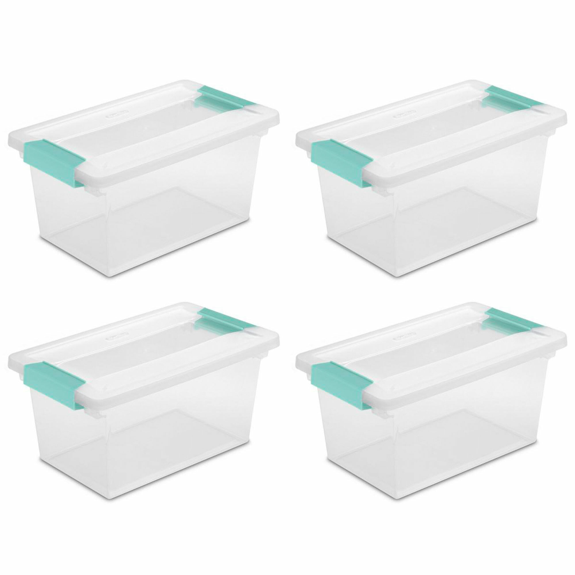 Sterilite Plastic Medium Clip Storage Box Container with Latching Lid ...