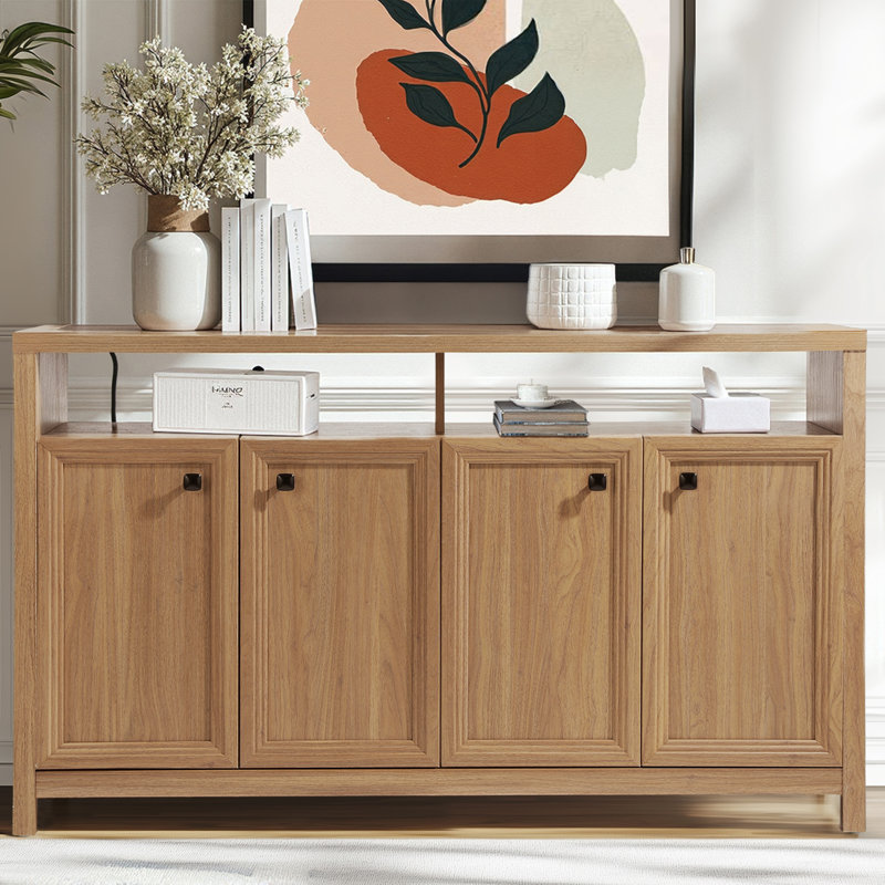 Charlton Home® Geonte 55" Heavy-Duty Thick Sideboard Buffet With Open ...