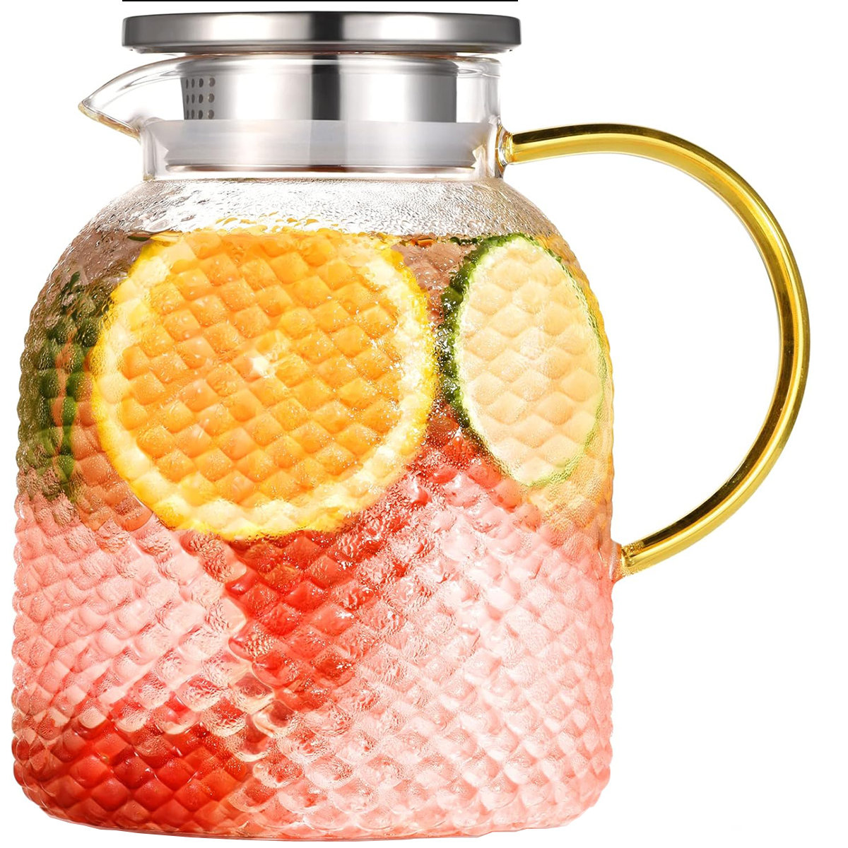 Latitude Run® 60oz Glass Pitcher with Lid and Spout, 1.8L Glass Water ...