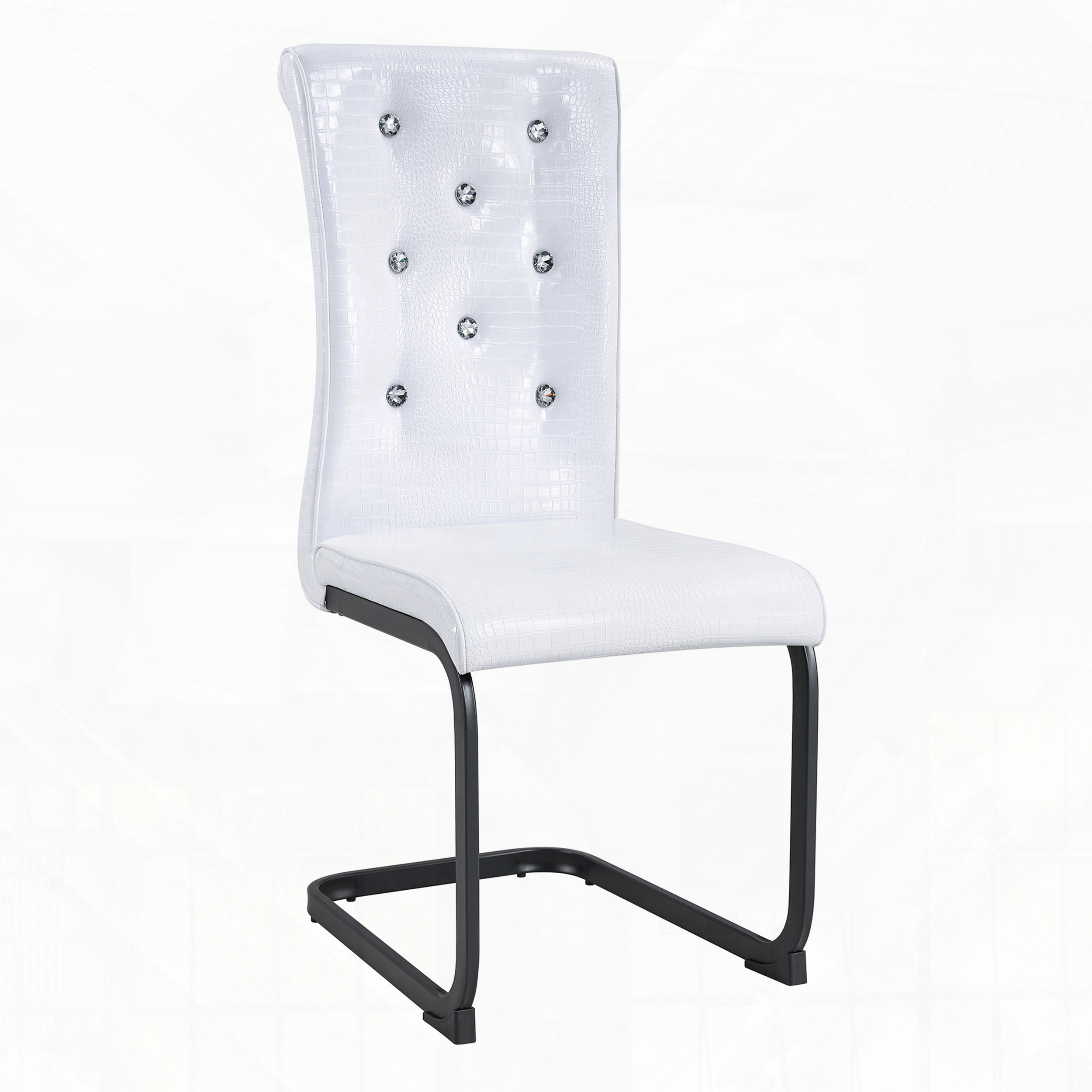 Mercer41 Retro Alligator Skin Upholstered Dining Chairs with Crystal ...