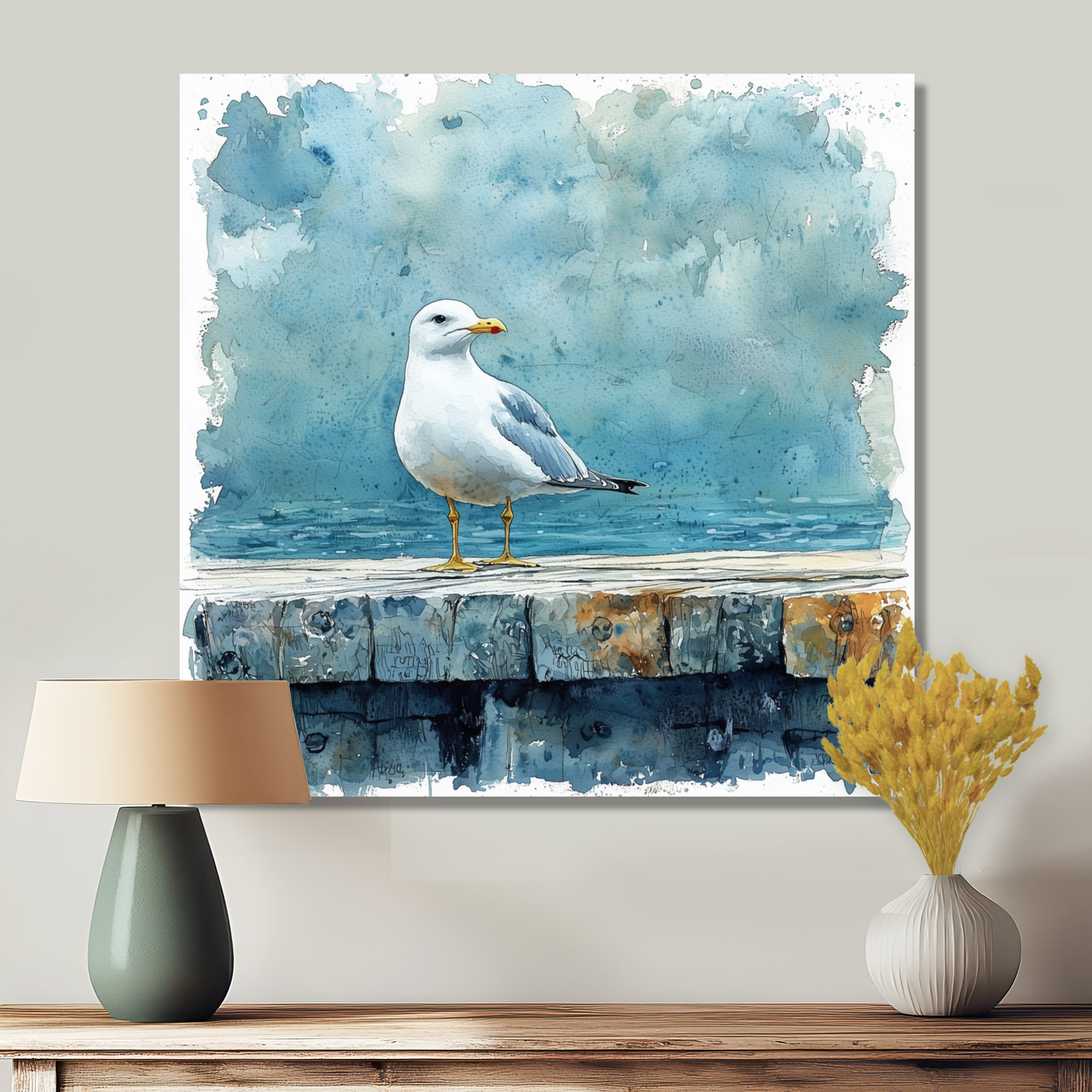 Latitude Run® Seagull On The Dock I - Bird Print On Metal | Wayfair