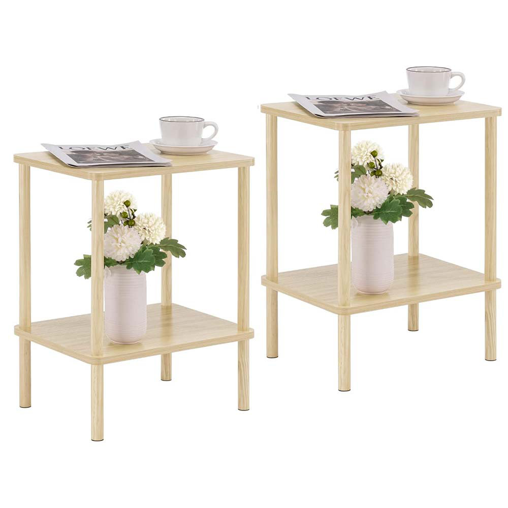 Ebern Designs 2 Tier End Table Set Of 2, Boho Side Table With Storage ...