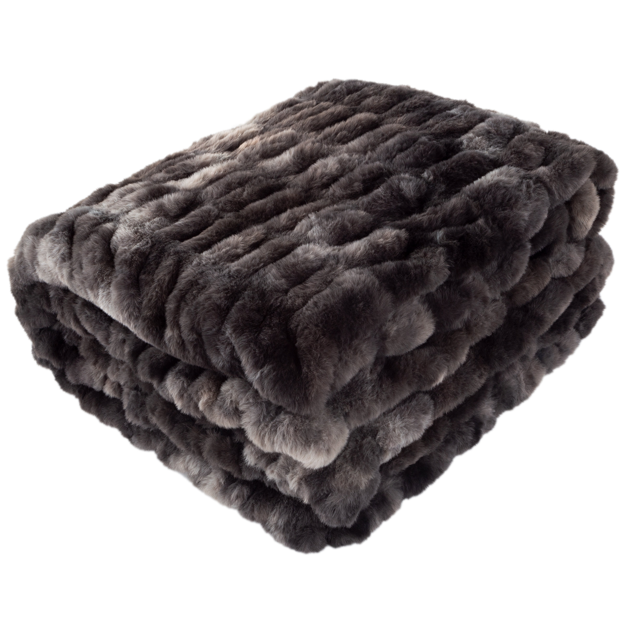 Lavish Home Oversized Ruched Faux Fur Blanket - 60x80-Inch Jacquard ...