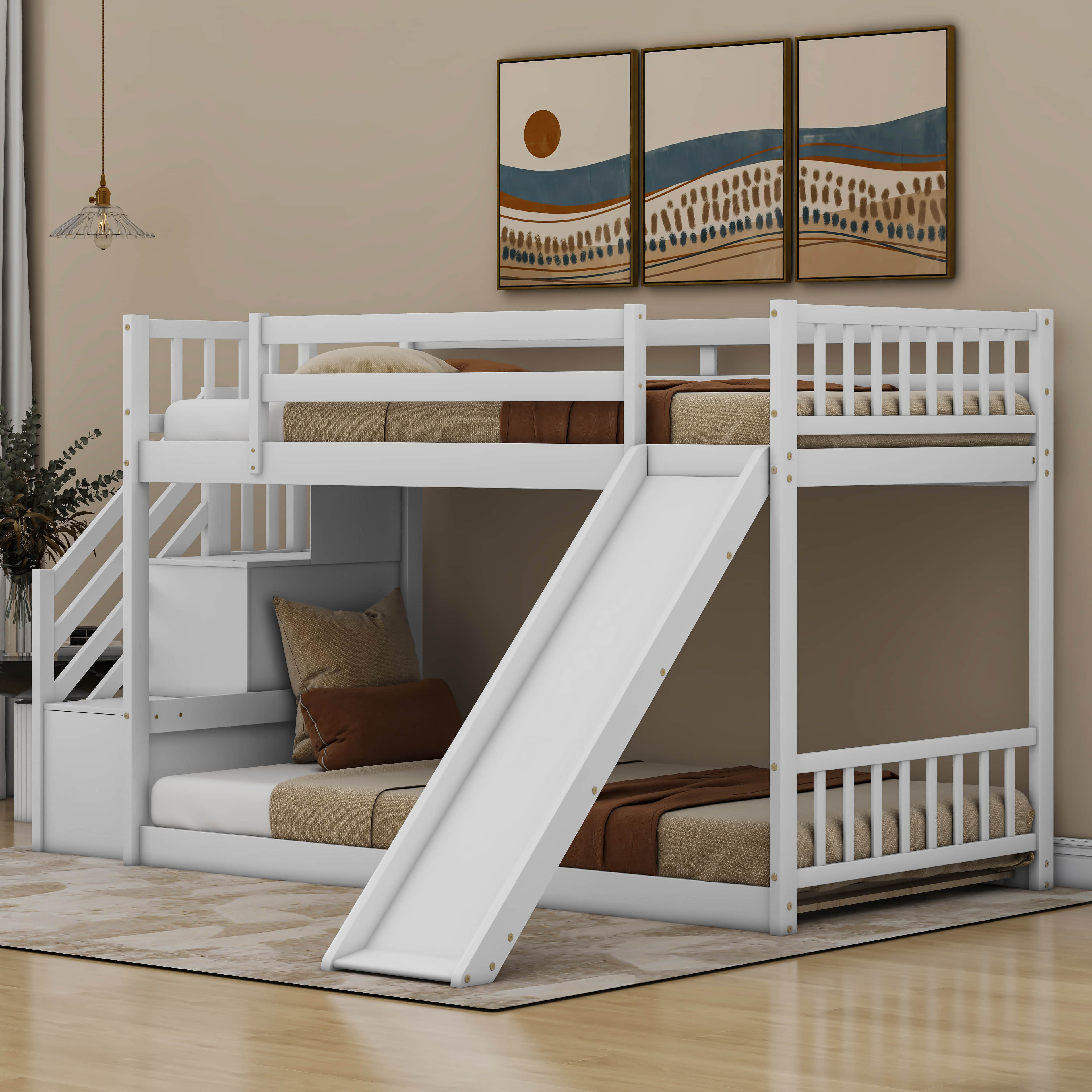 Harriet Bee Henzley Twin over Twin Futon Bunk Bed with Bookcase by ...