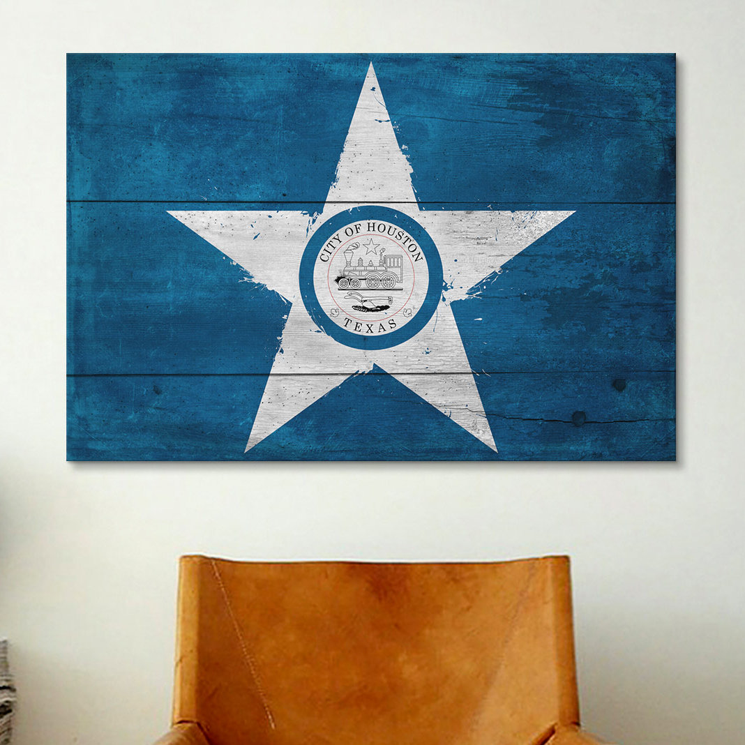 Winston Porter Houston Flag, with Splatters Graphic Art on Canvas | Wayfair