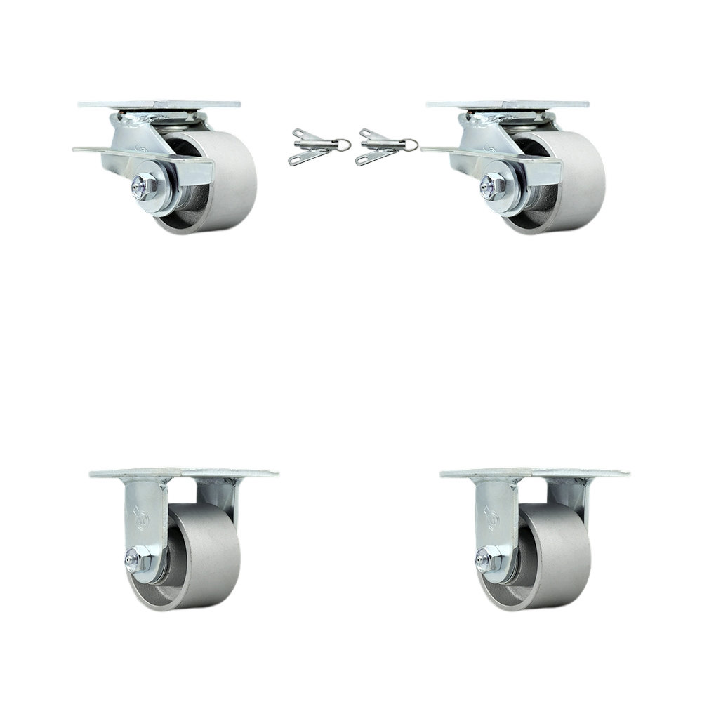 Service Caster 4 Piece Semi Steel Caster Set with Ball Bearings | Wayfair