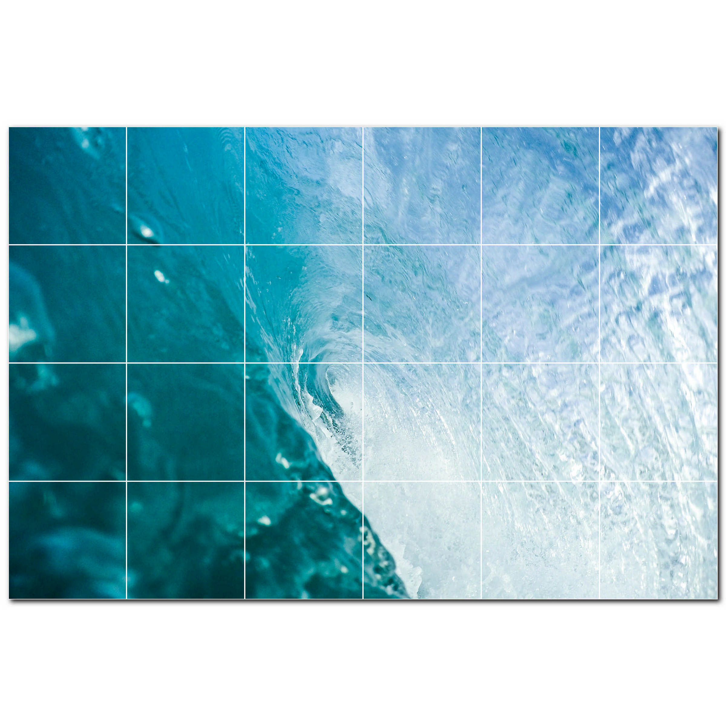 Picture-Tiles.com 48" x 32" Ceramic Waves Photo Decorative Mural Tile ...