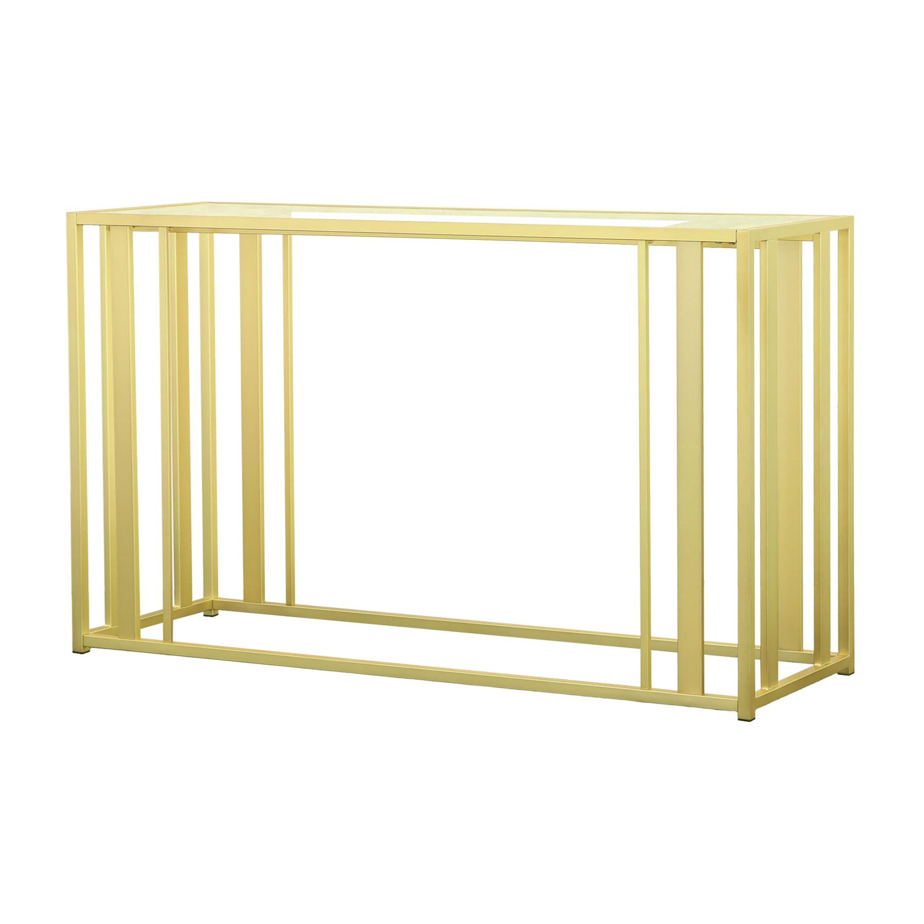 Everly Quinn Metal Frame Console Table with Glass Top | Wayfair