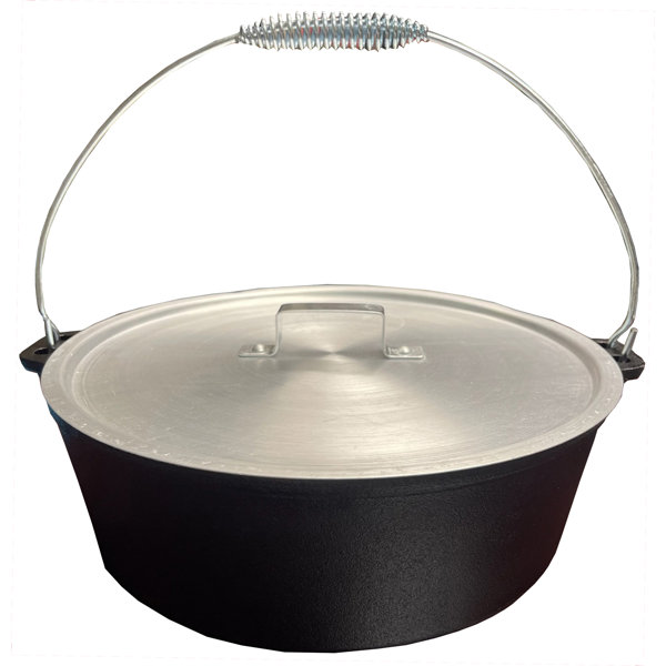 King Kooker 6 Qt. Seasoned Cast Iron Pot with Aluminum Lid and Basket ...