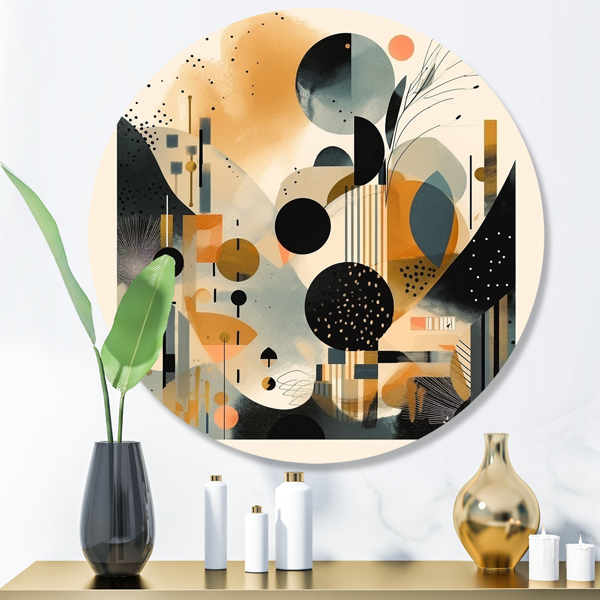 Design Art Black And Gold Zen In Brushstrokes I Wall Decor Metal | Wayfair