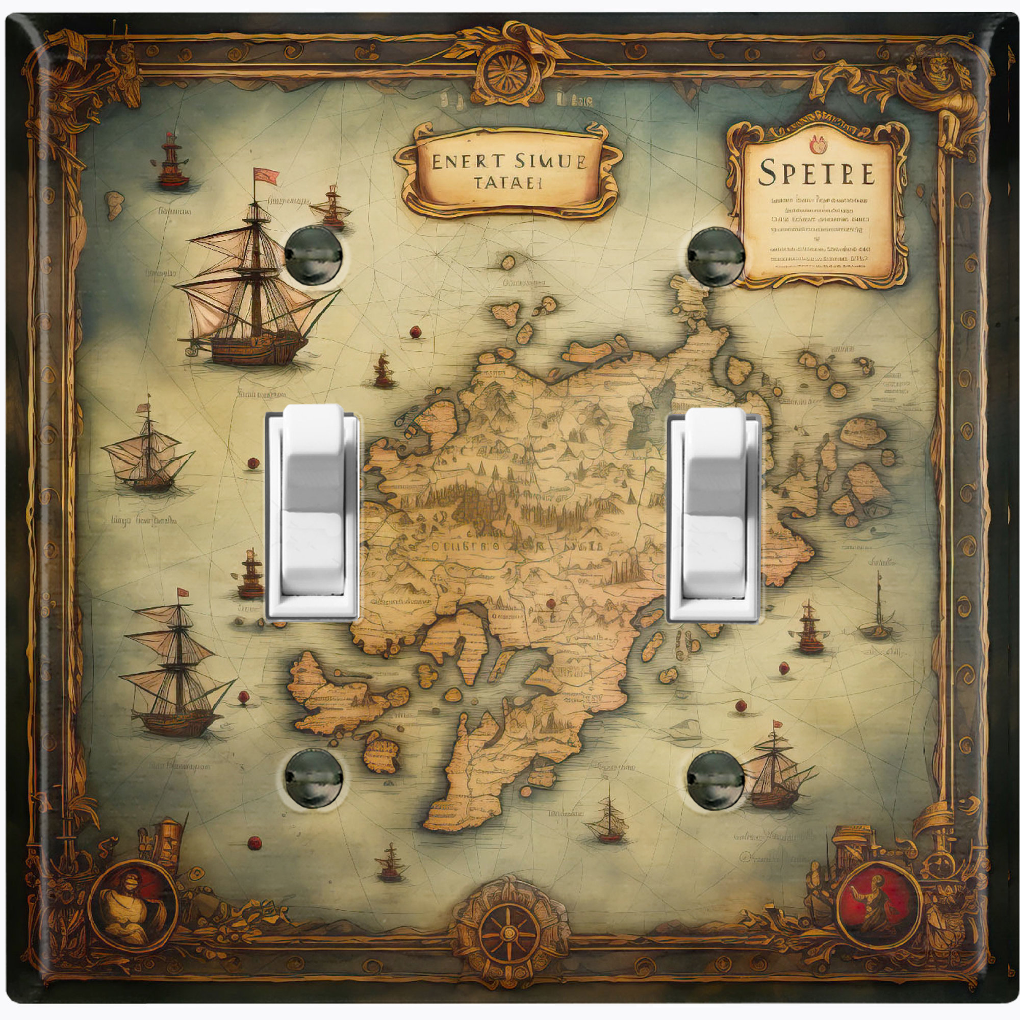 WorldAcc Nautical Themed 2 - Gang Toggle Light Switch Standard Wall ...