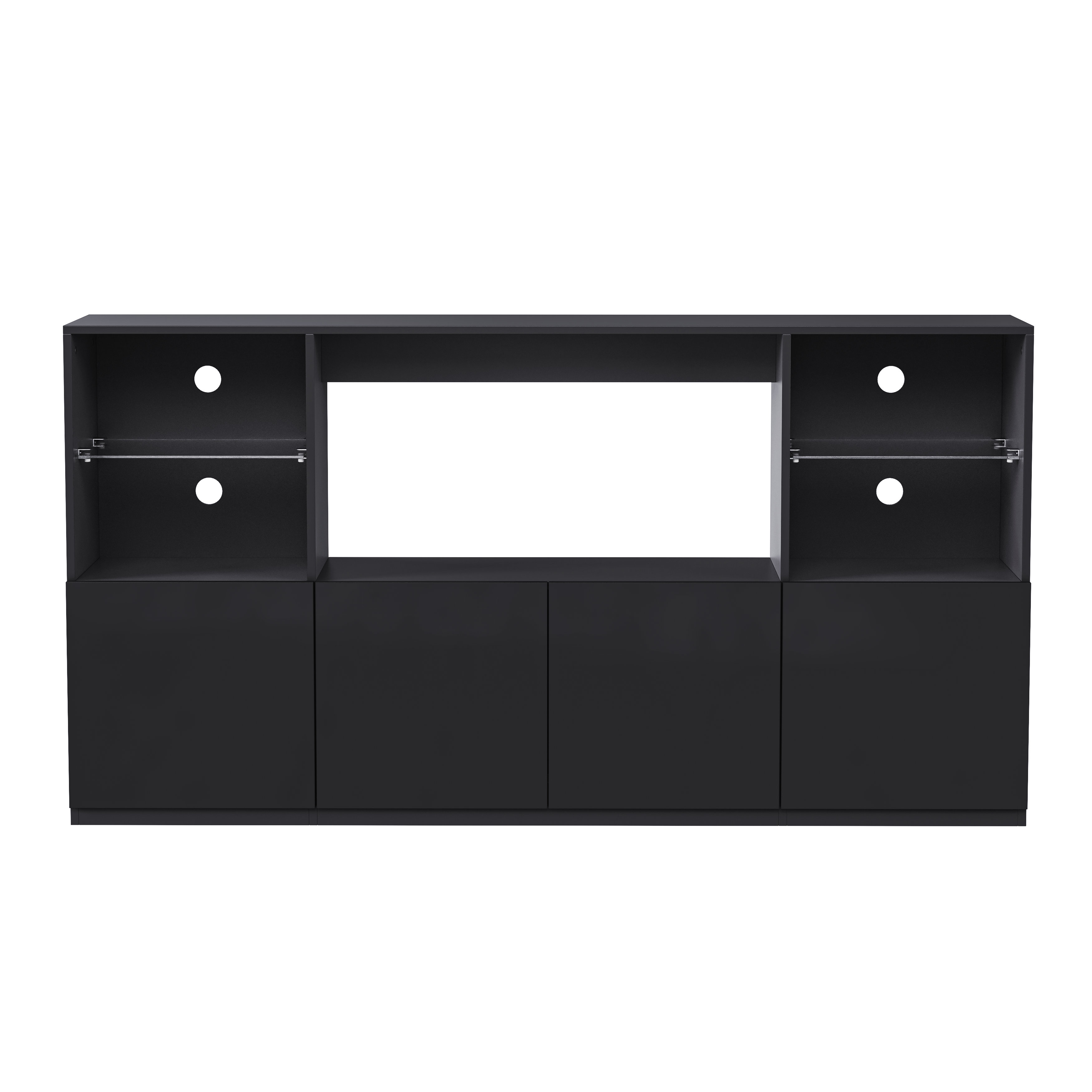 Ivy Bronx High Gloss TV Stand with LED Lights, Modern Sideboard for ...