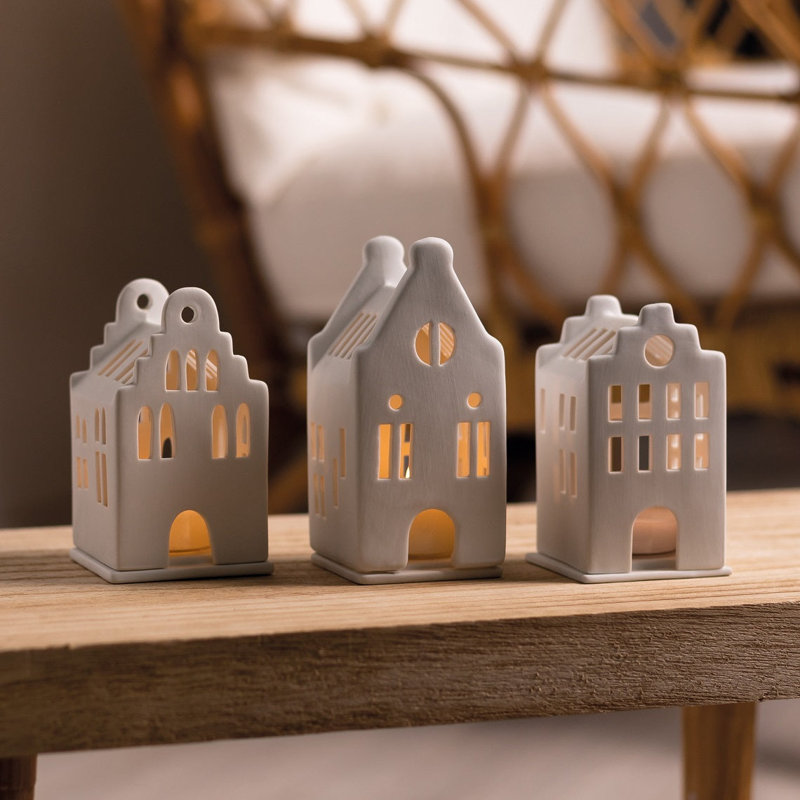 Räder Porcelain Village House Set - Steped Gable Roofs - 3 Pieces | Wayfair
