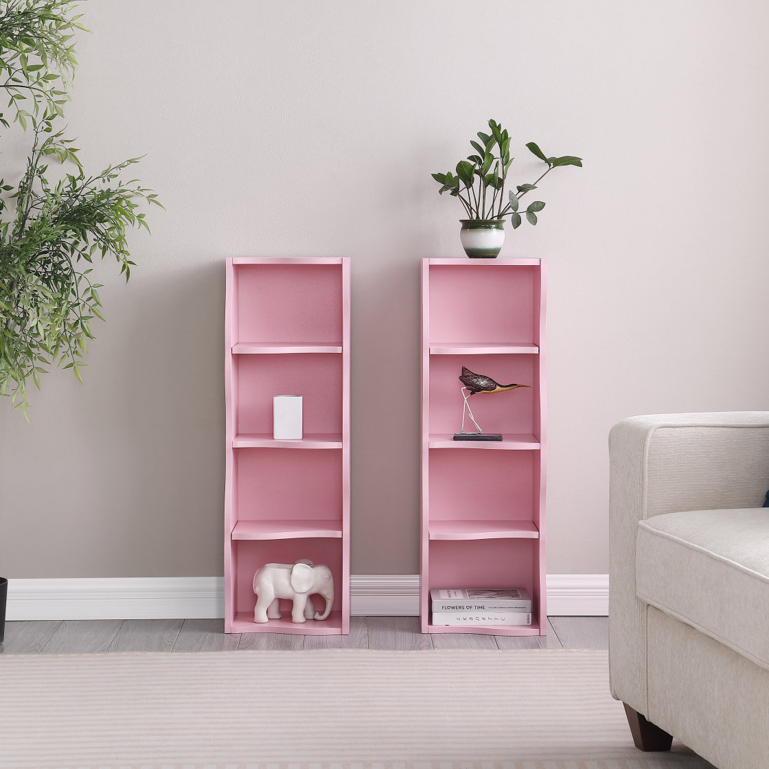 17 Stories 8-Layer Adjustable Shelf Ultra-Thin Bookshelf With A Wavy ...