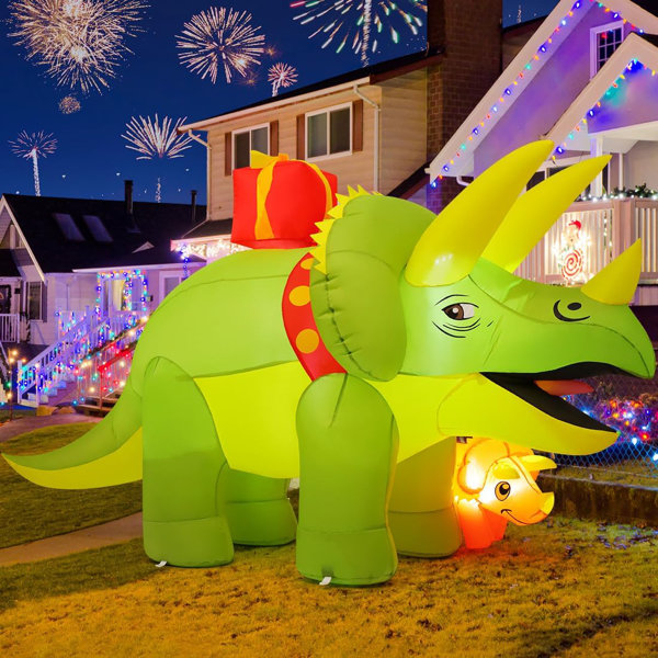 The Holiday Aisle® Christmas Inflatable 7.5 FT Christmas Dinosaur ...