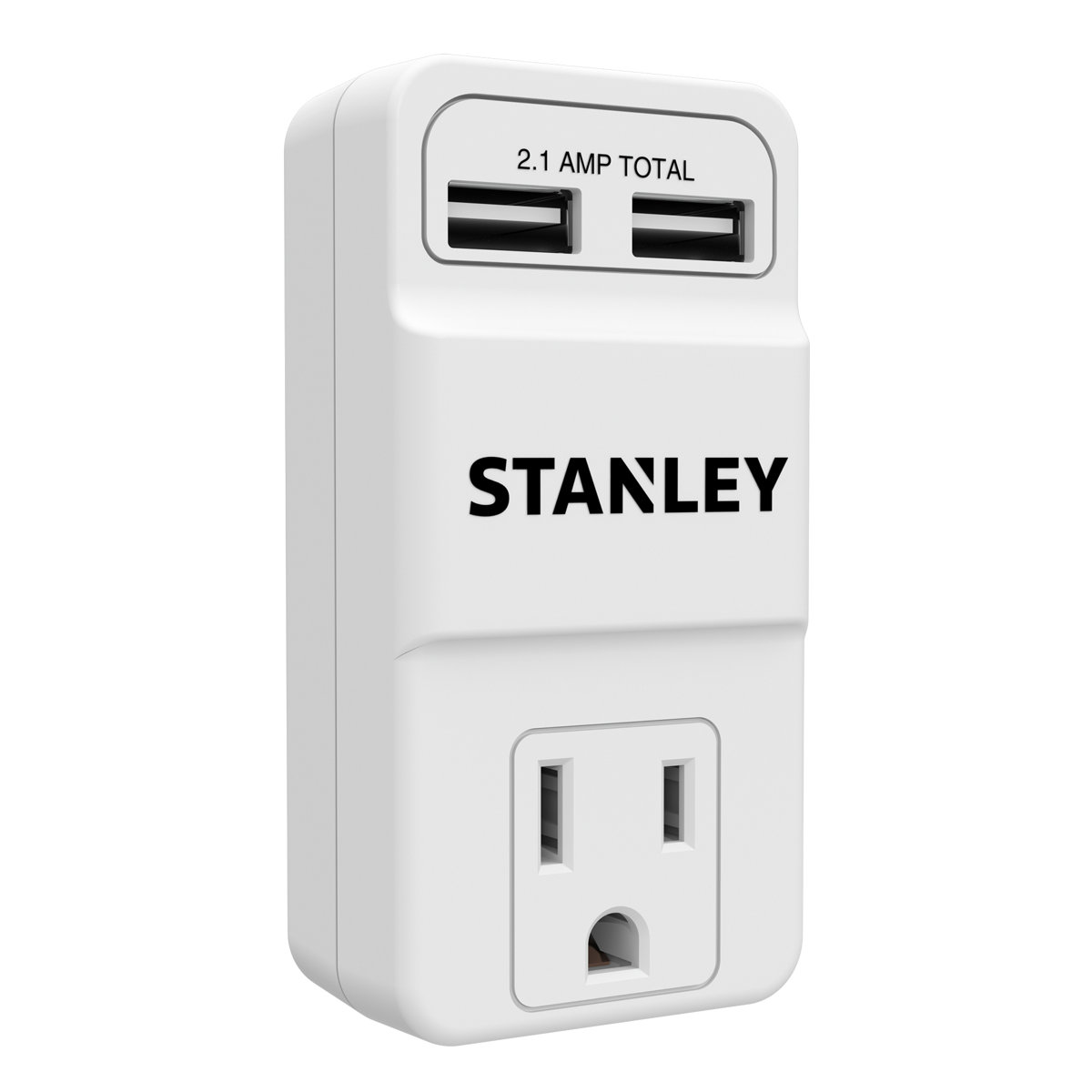 STANLEY® Plugmax Grounded Wall Tap With 1-AC Outlet & 2-USB Ports ...