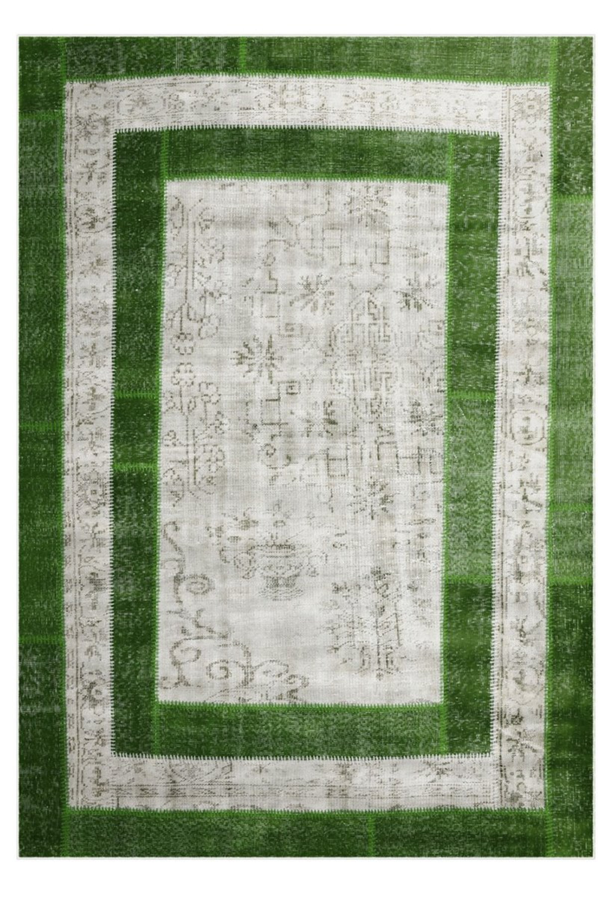 Rugpera Vega Grey And Green Color Patchwork Design Carpet Machine Woven ...