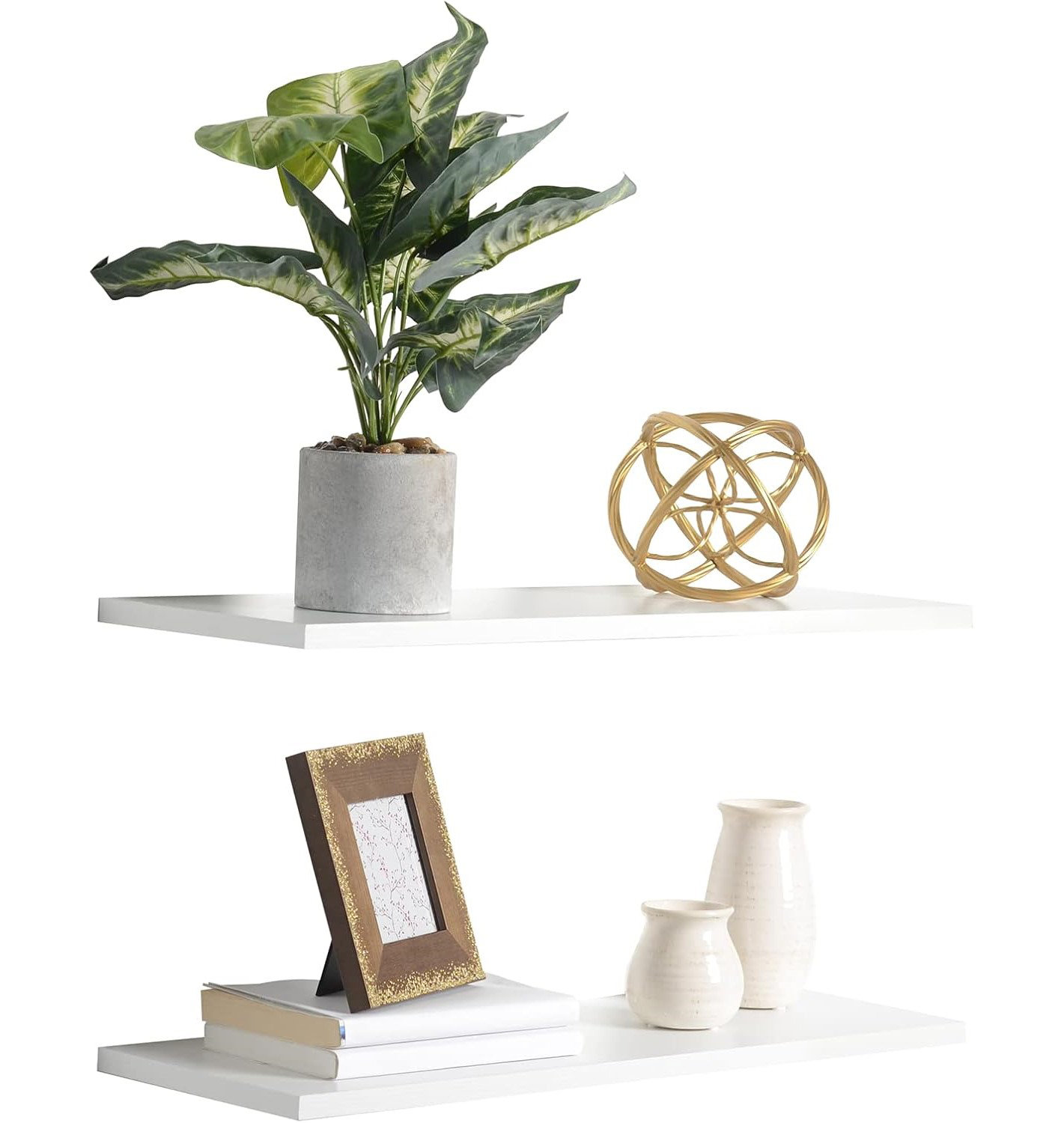 Orren Ellis 2-Pack Floating Shelves 24" X 8" X 0.5" White Reforested ...