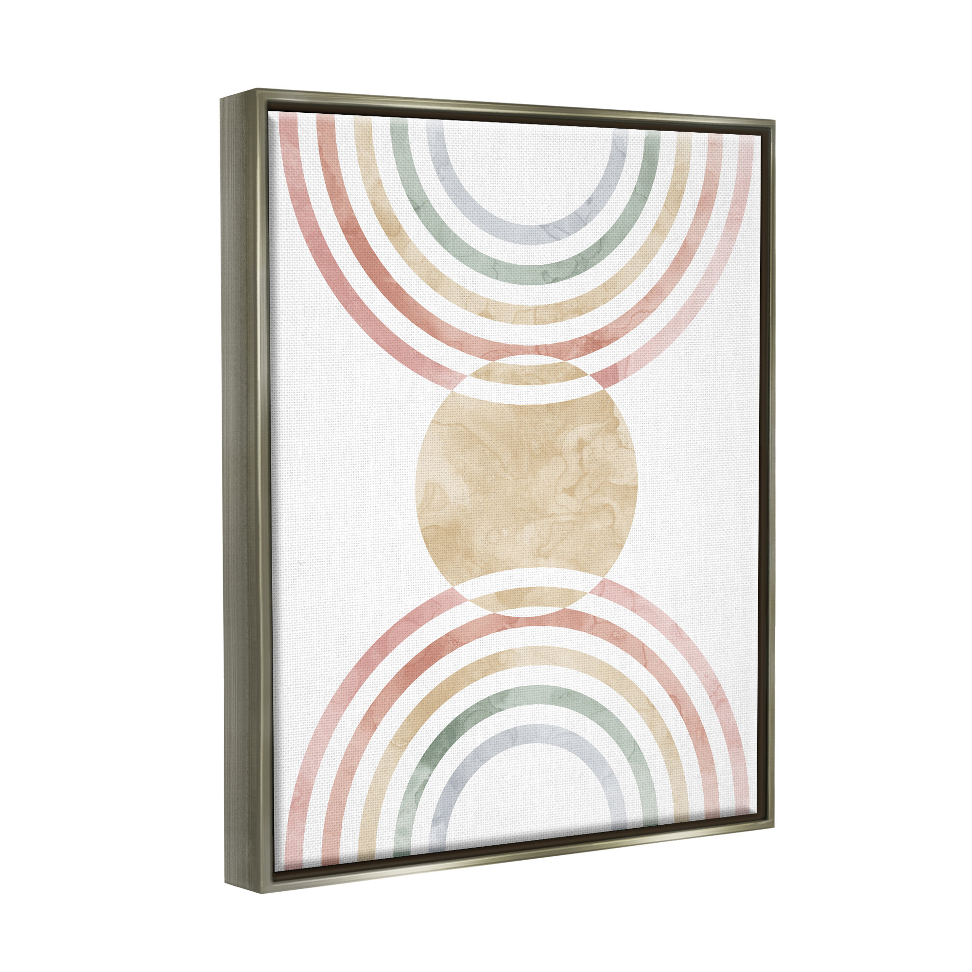 Stupell Industries Ba-274-Floater Circle With Abstract Rainbows Framed ...