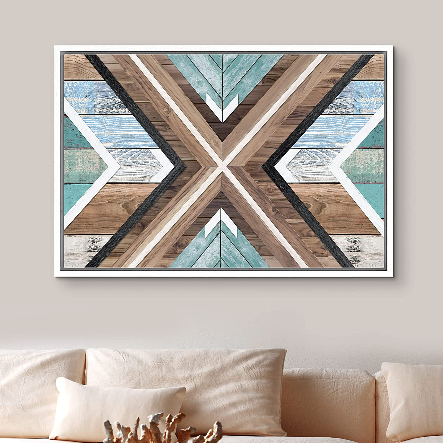 IDEA4WALL Geometric Wood Panel Collage Abstract Shapes Illustrations ...