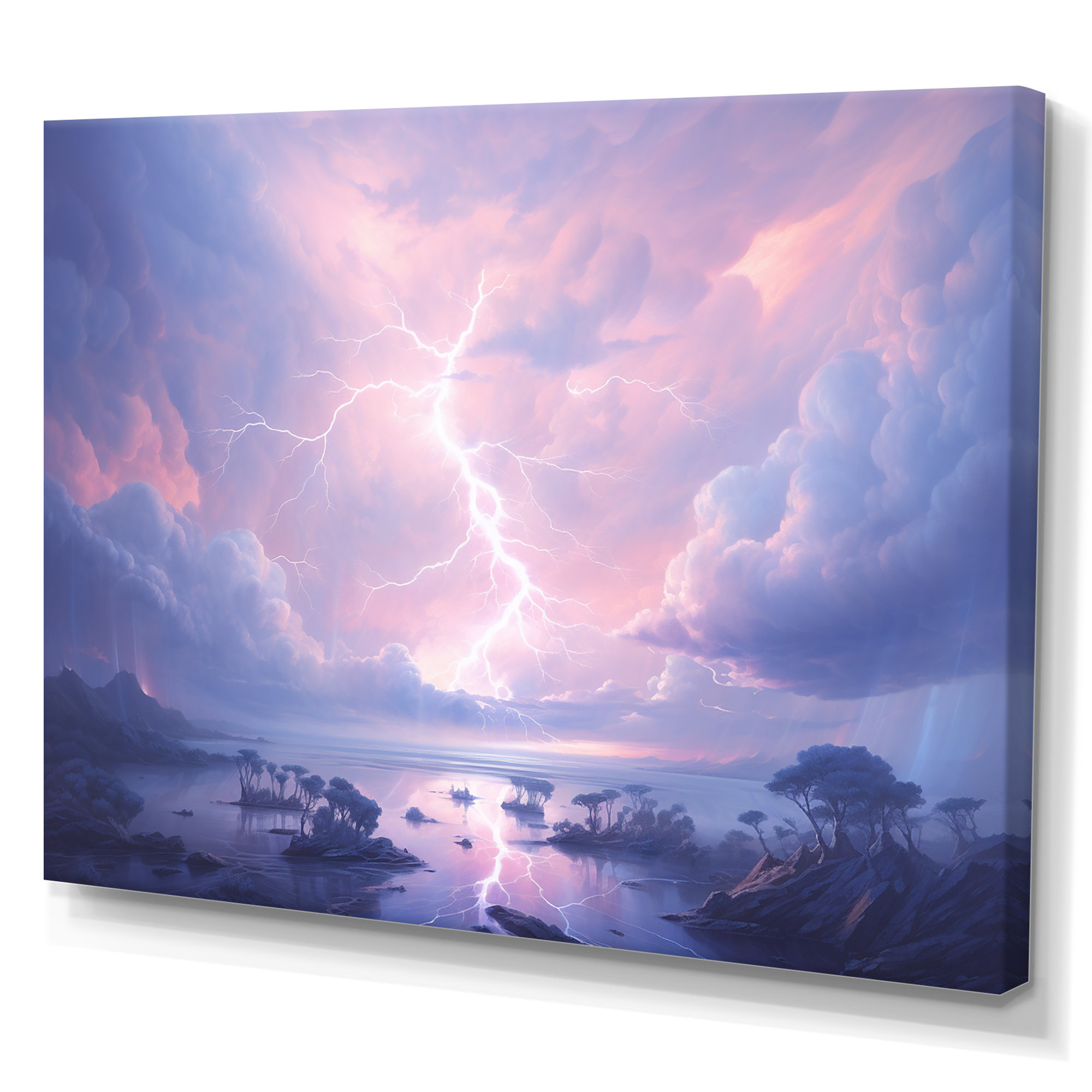 Winston Porter Kawaii Lightning Landscape - Lightning Canvas Wall Art ...