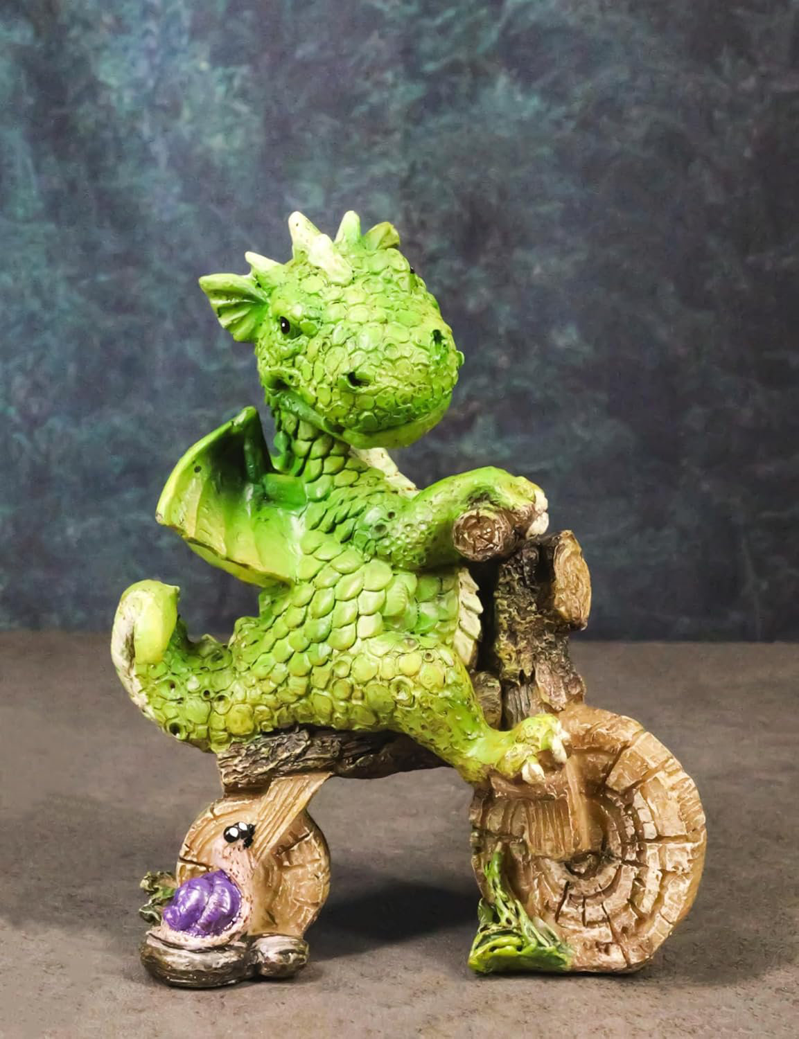 Trinx Fantasy Wyrmling Baby Dragon Riding A Wooden Log Cavebike Bicycle ...