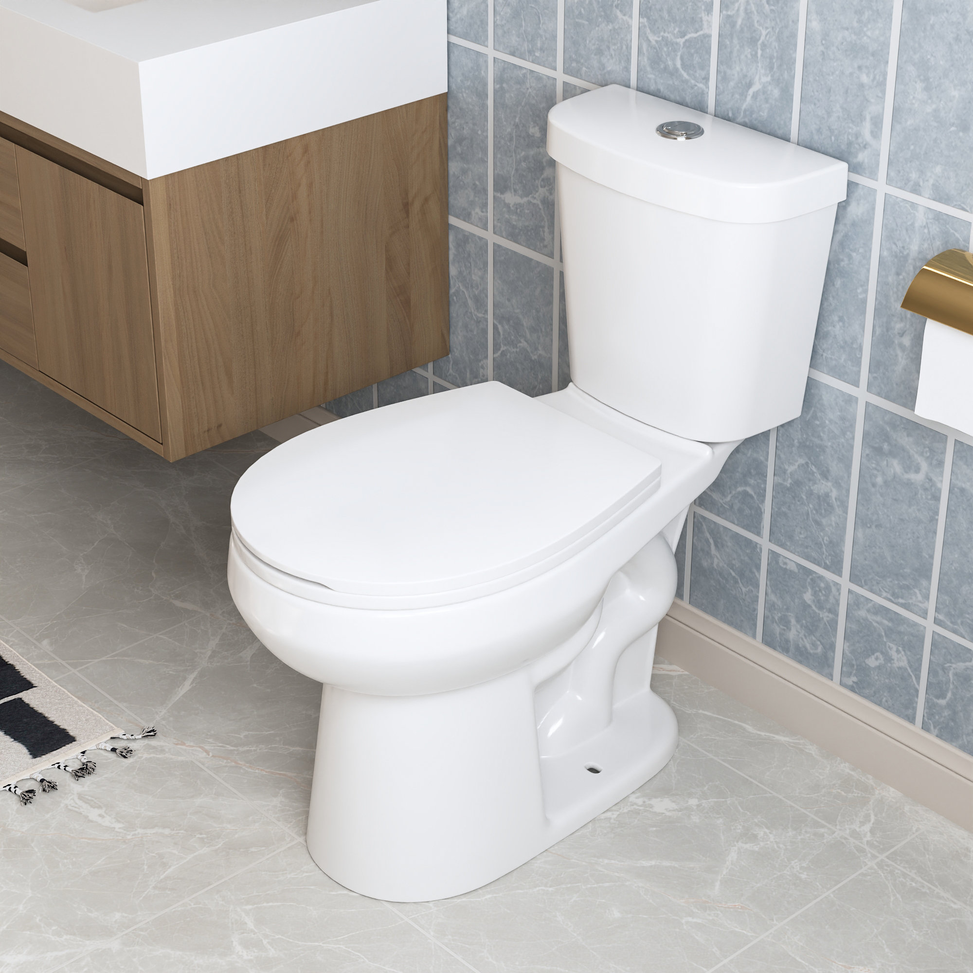 DeerValley Dynasty Two-Piece Toilets for Bathrooms, 17.3" ADA Chair ...