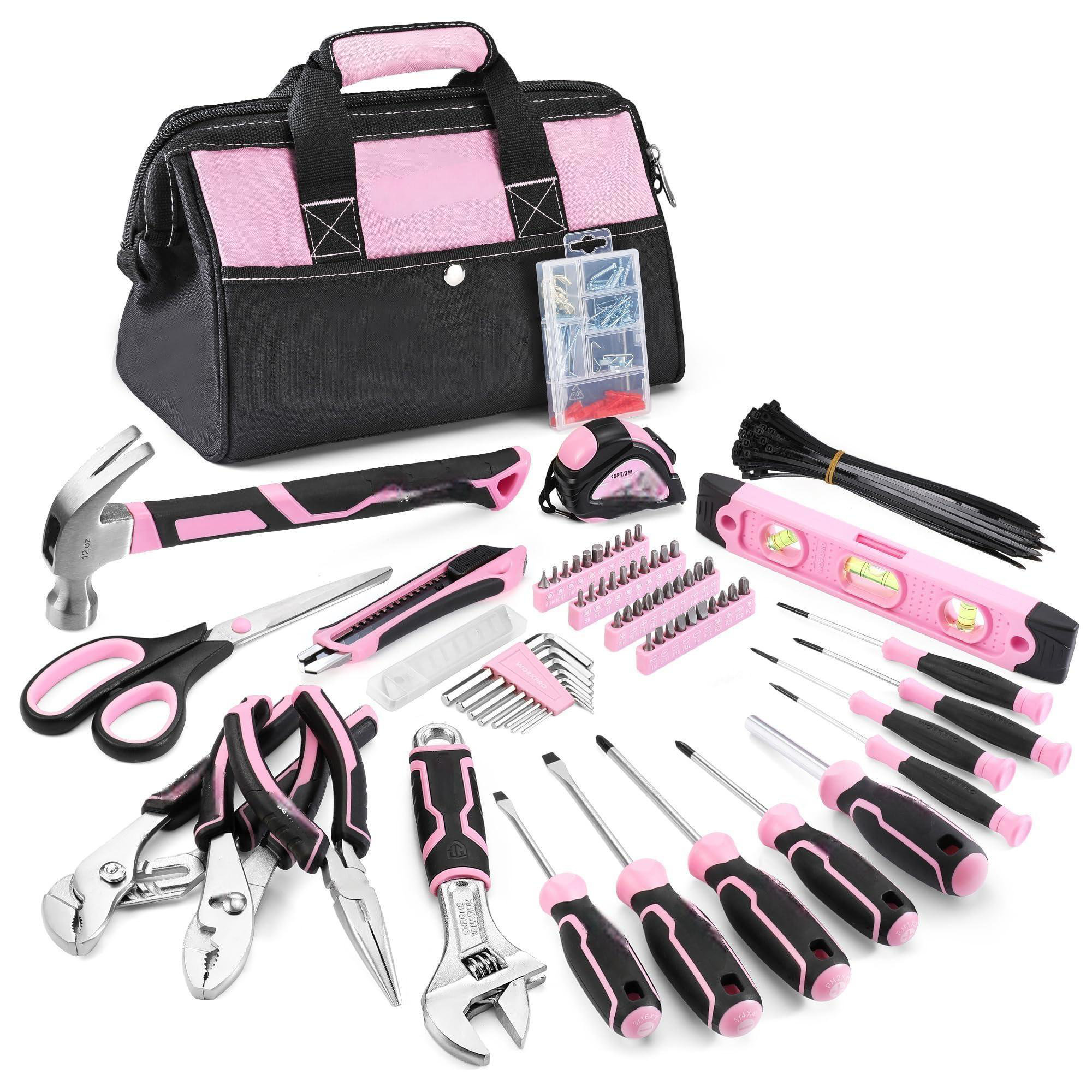 Latitude Run® Pink Tool Set, 277 PCS Home Repairing Tool Kit, Pink Tool ...