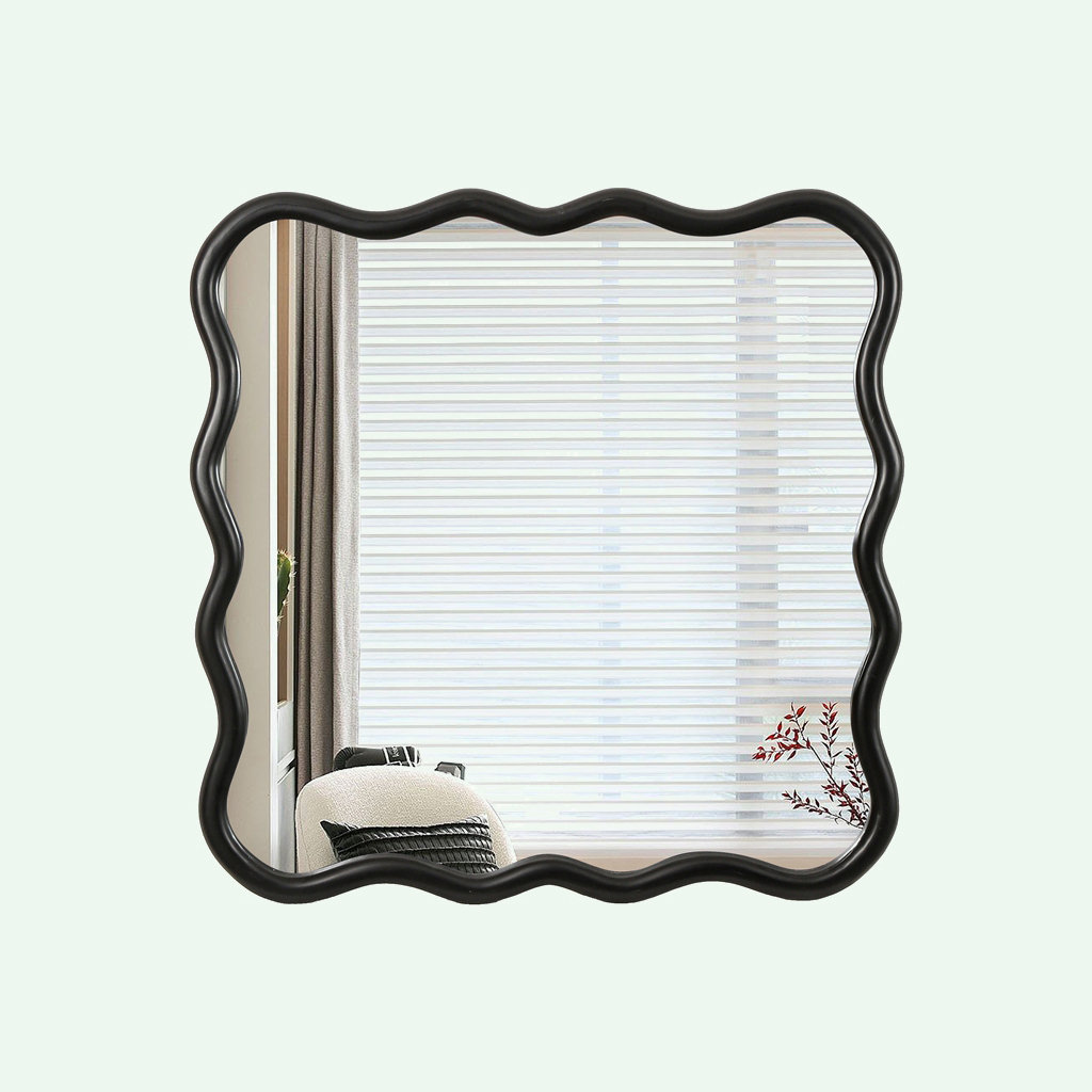 Latitude Run® Solid Wood Wavy Rectangle Mirror | Wayfair