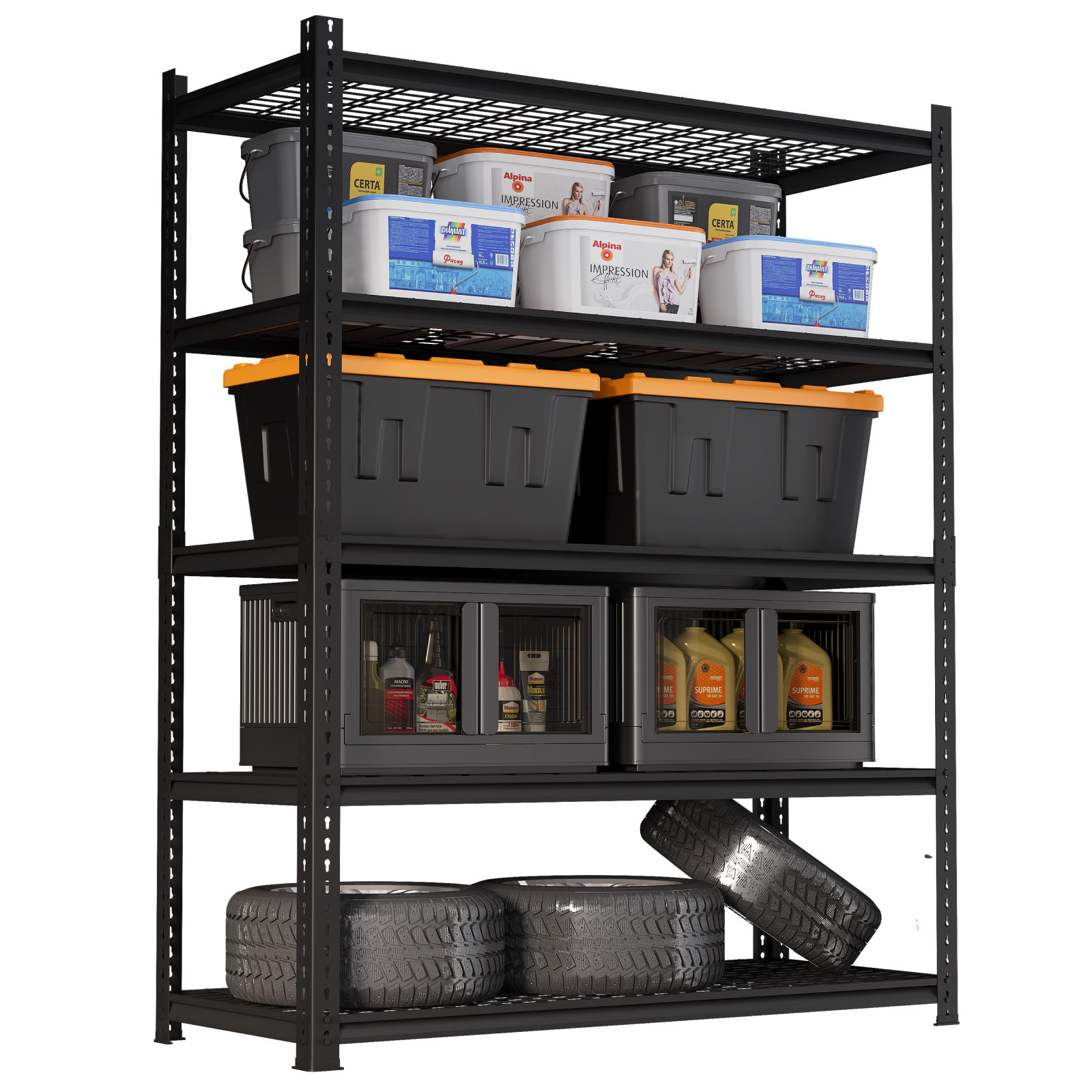 17 Stories 72" H Garage Shelving, 5-Tier Garage Storage Shelves, 48" W ...