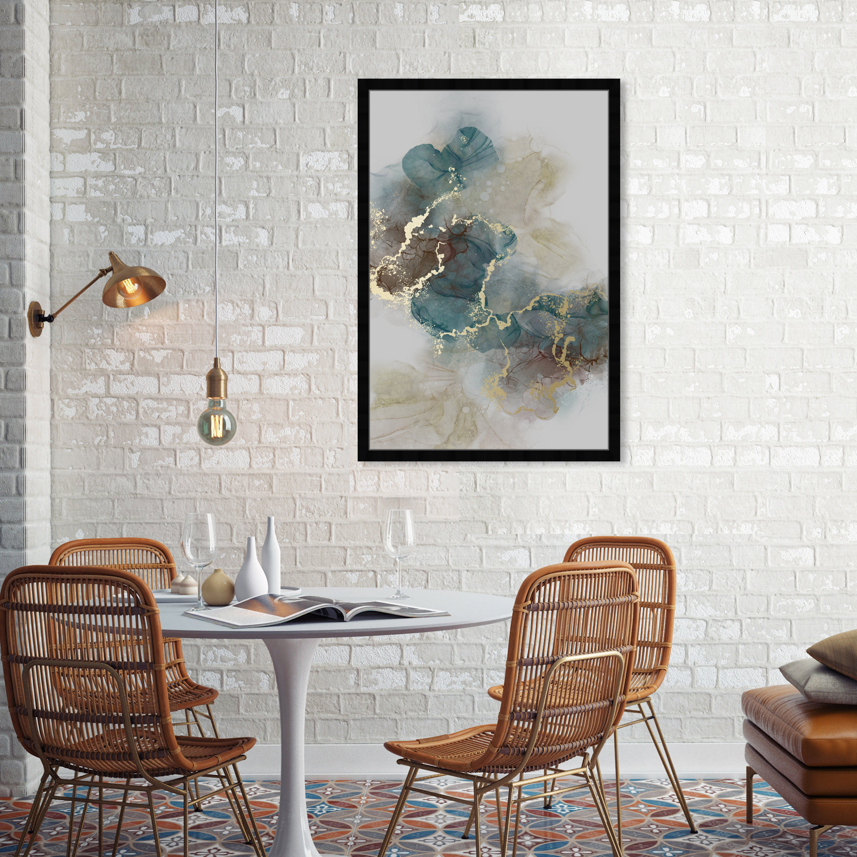 Oliver Gal Prints Gold Flows in Rivers Abstract Water Ink - Picture ...