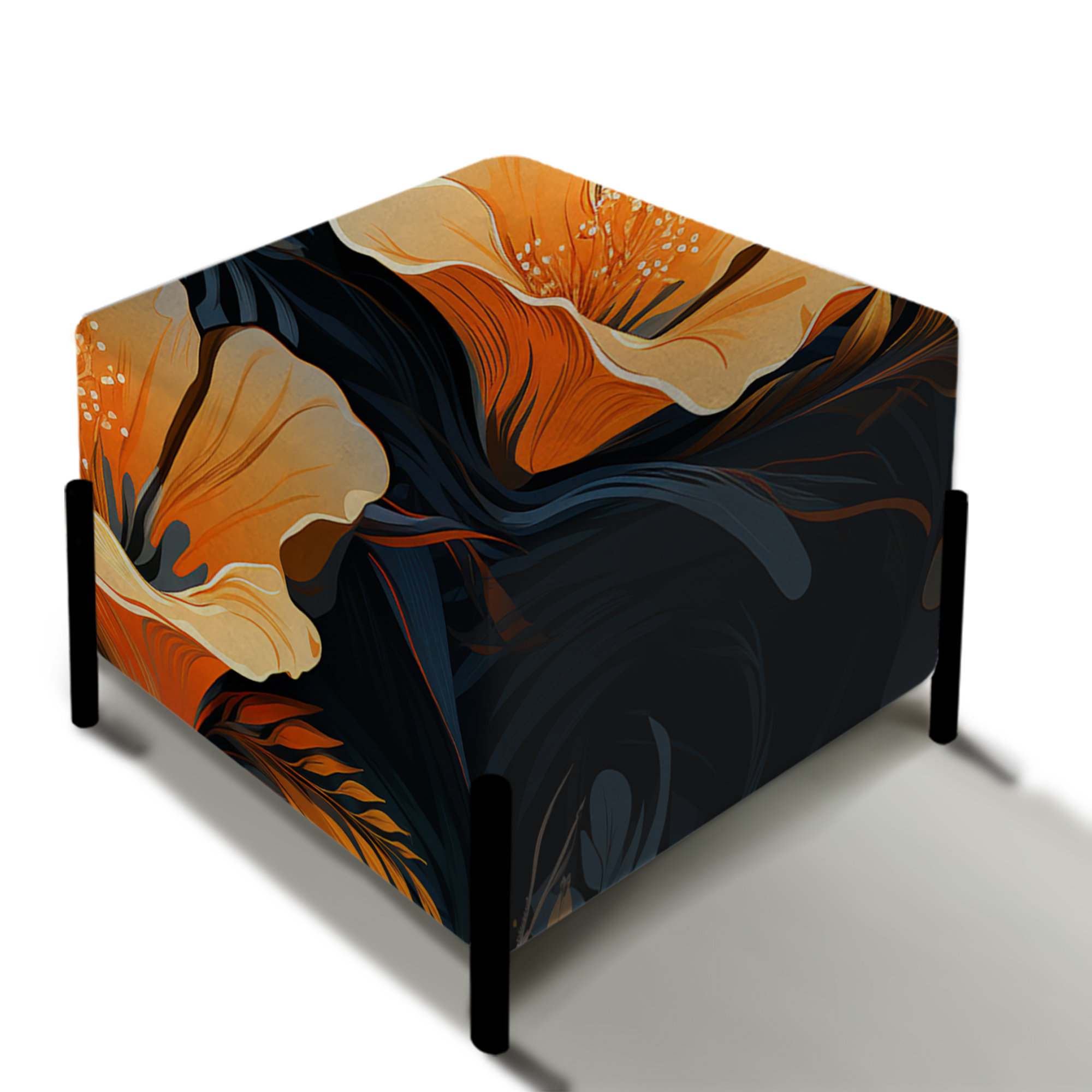 Design Art Tropical Twilight Tropical Pattern - Tropical Square Ottoman ...