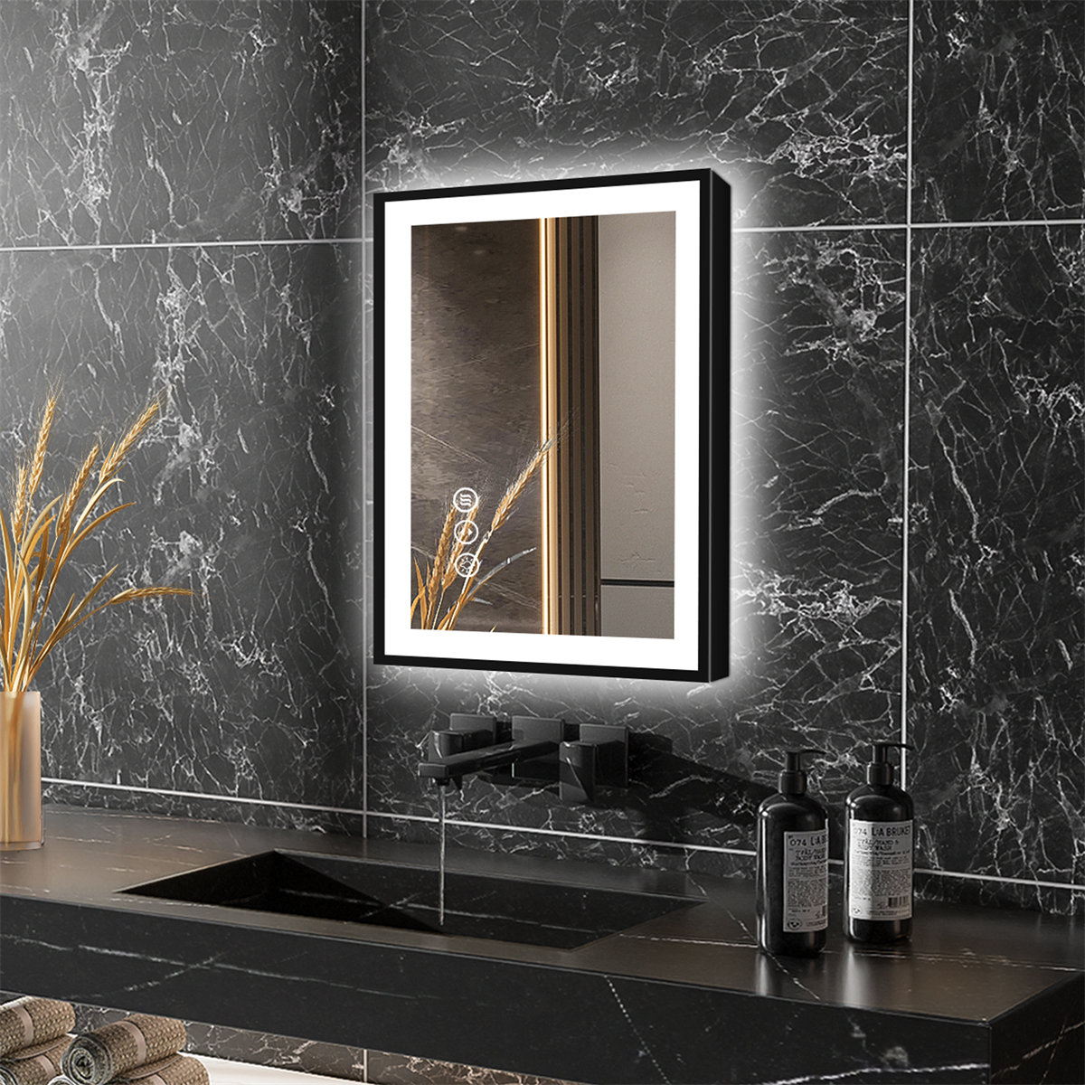 Orren Ellis Smart LED Bathroom Mirror with Adjustable Color Temperature ...