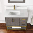 Everly Quinn Blanche 36" Single Bathroom Vanity Set With Grain White ...