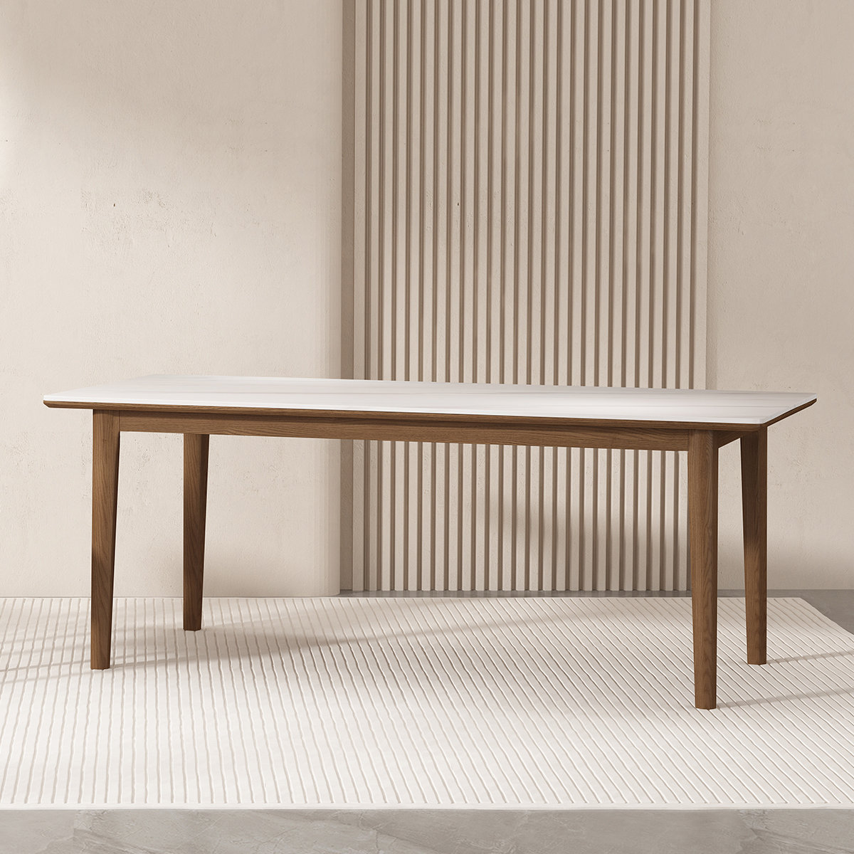 Orren Ellis White&Nut-Brown Rectangular Sintered Stone tabletop ...