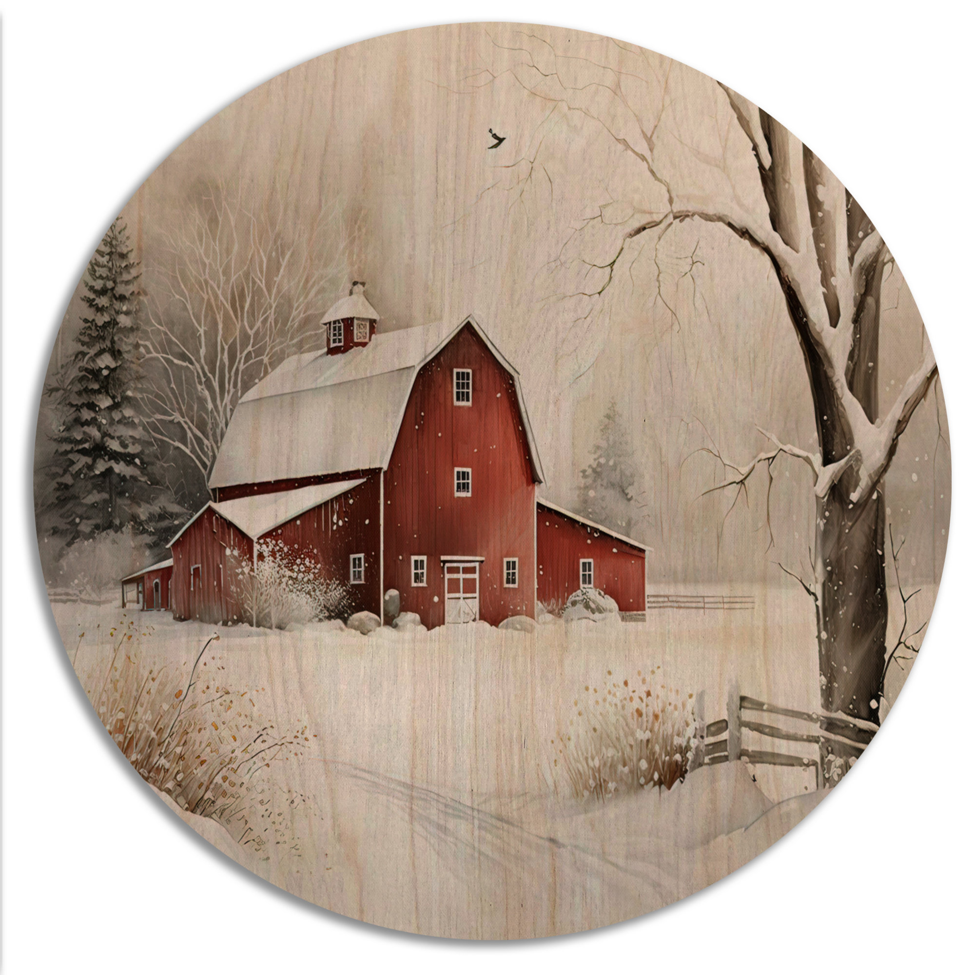 Rosalind Wheeler Red Barn Scenery In Winter IV - Farmhouse / Country ...