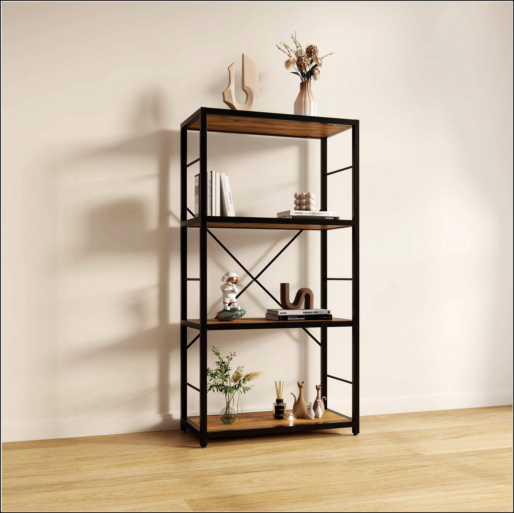 17 Stories Bookshelves and Bookcases,29.52INCH Wide Shelf 4-Tier Ladder ...