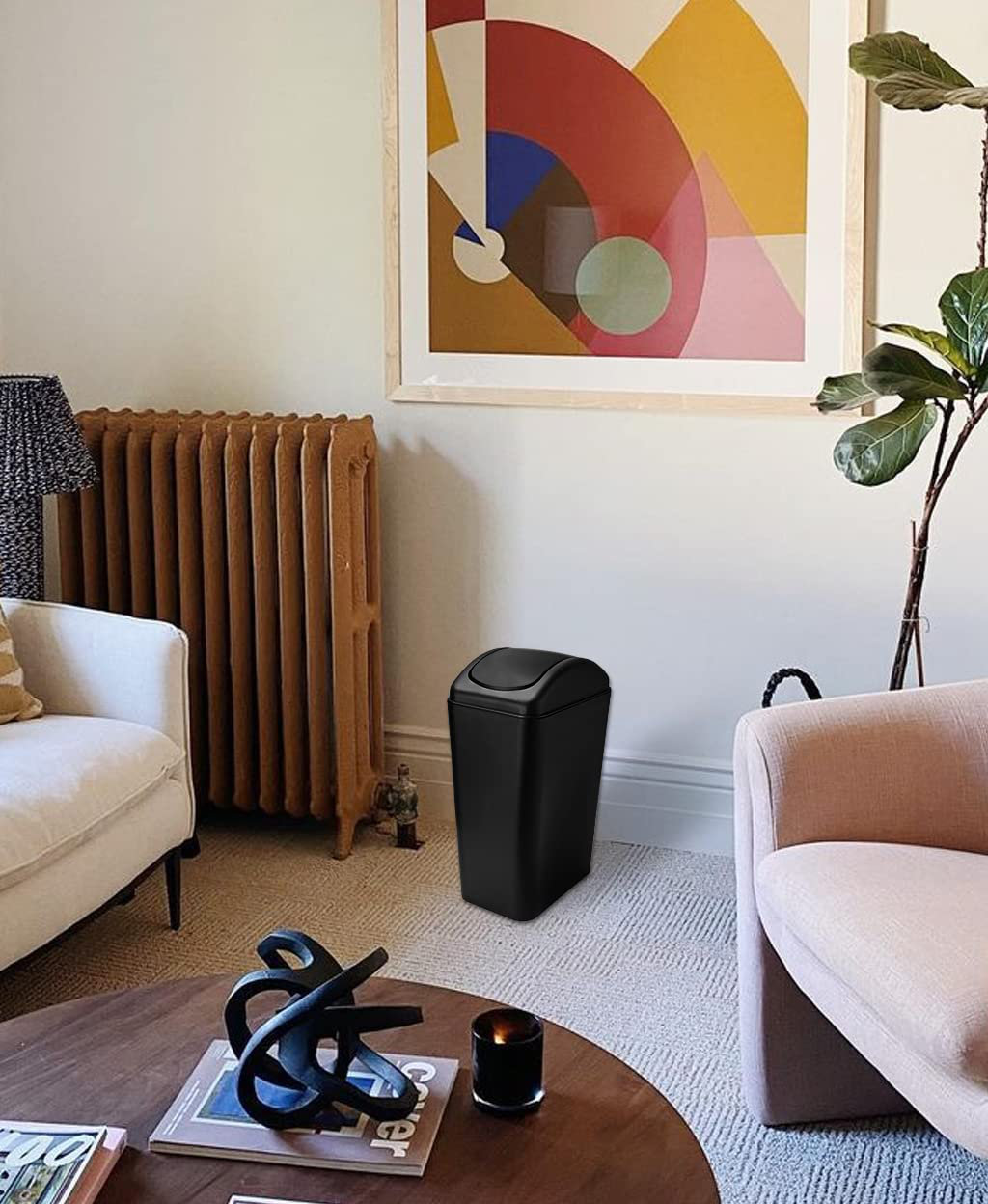 Fish hunter Small Lidded Trash Can, 12 Litre/3 Gallon Small Black ...