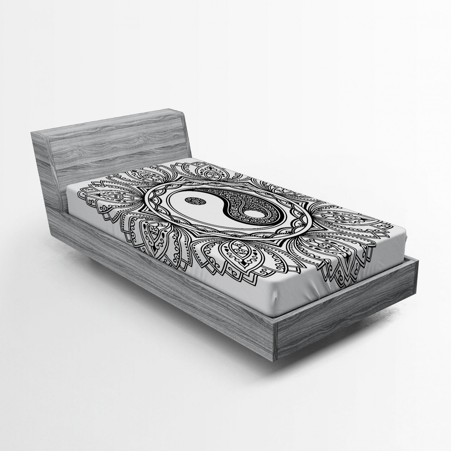 Ambesonne Ying Yang Floral Microfiber Fitted Sheet | Wayfair