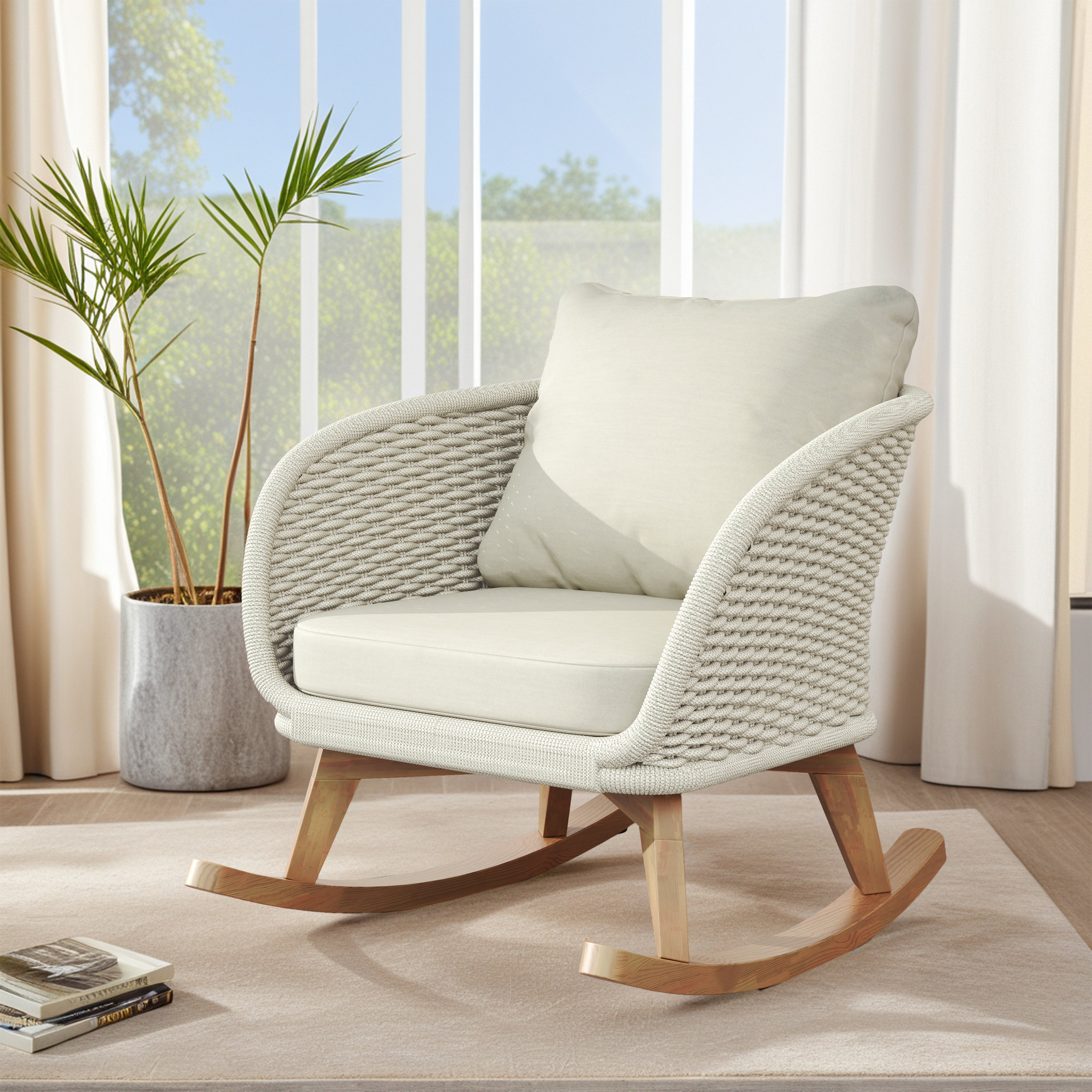 Bayou Breeze Patio Rockers Chair,Outdoor Wicker Rocking Chair With ...