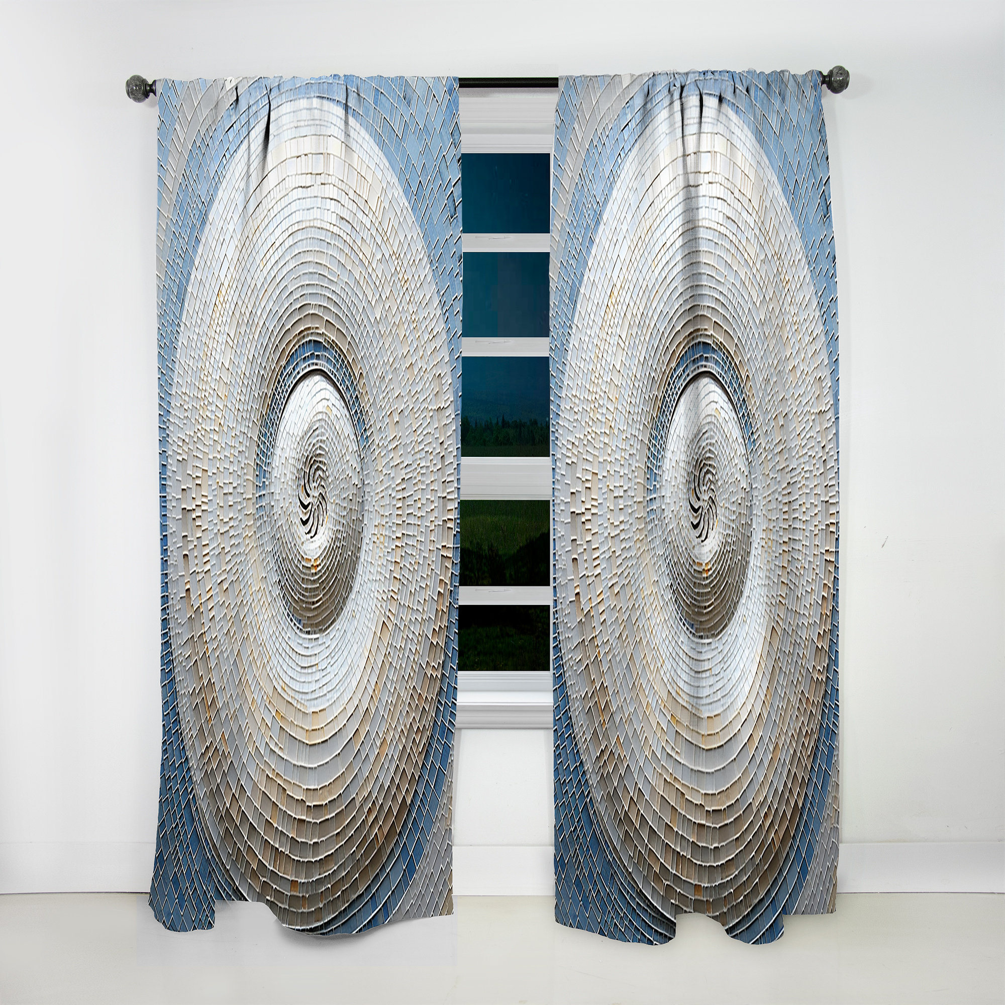 East Urban Home Eloise Silver Swirl Shell Fish - Nautilus Curtain ...