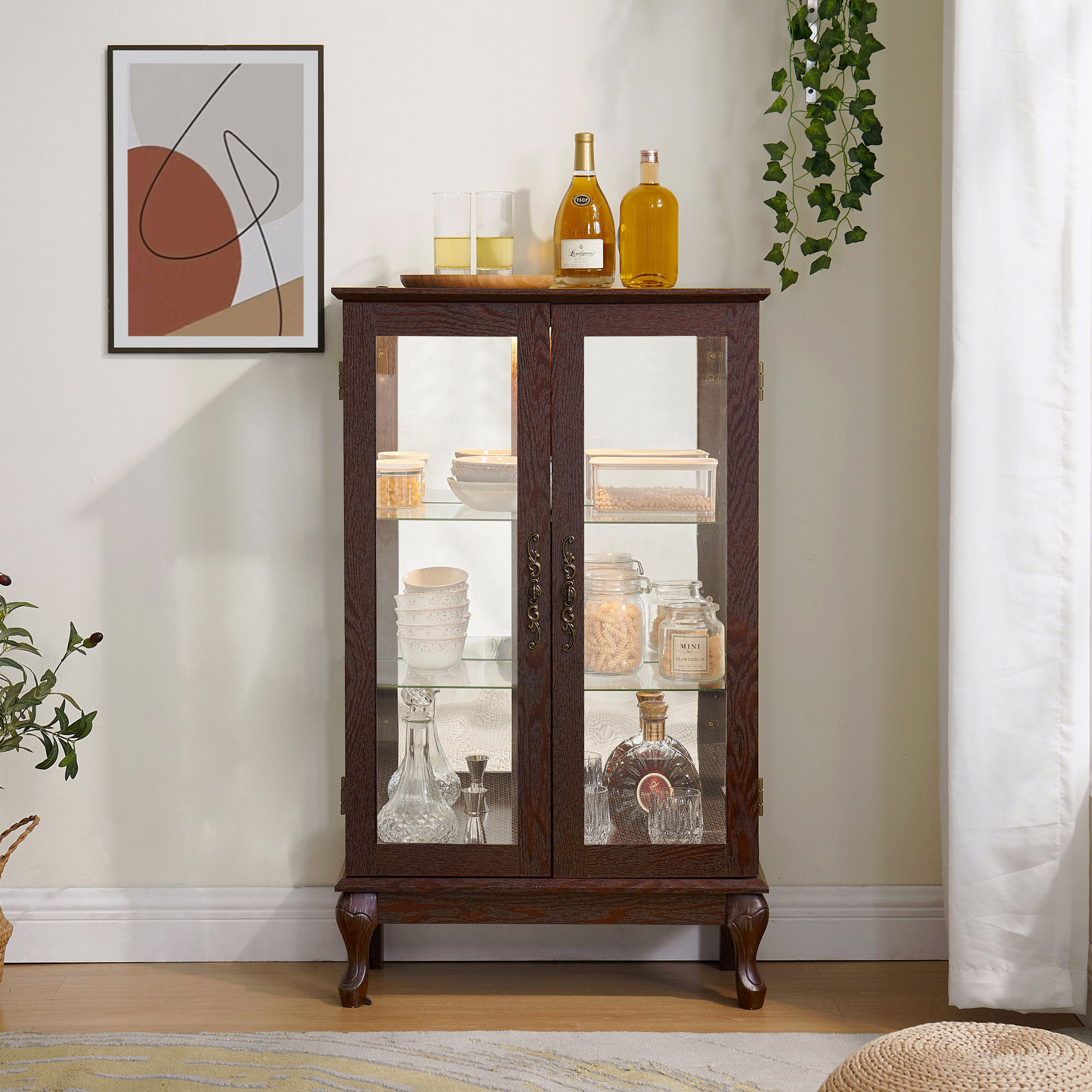 Alcott Hill® Display Cabinet, Glass, Adjustable Shelves Glass Door ...