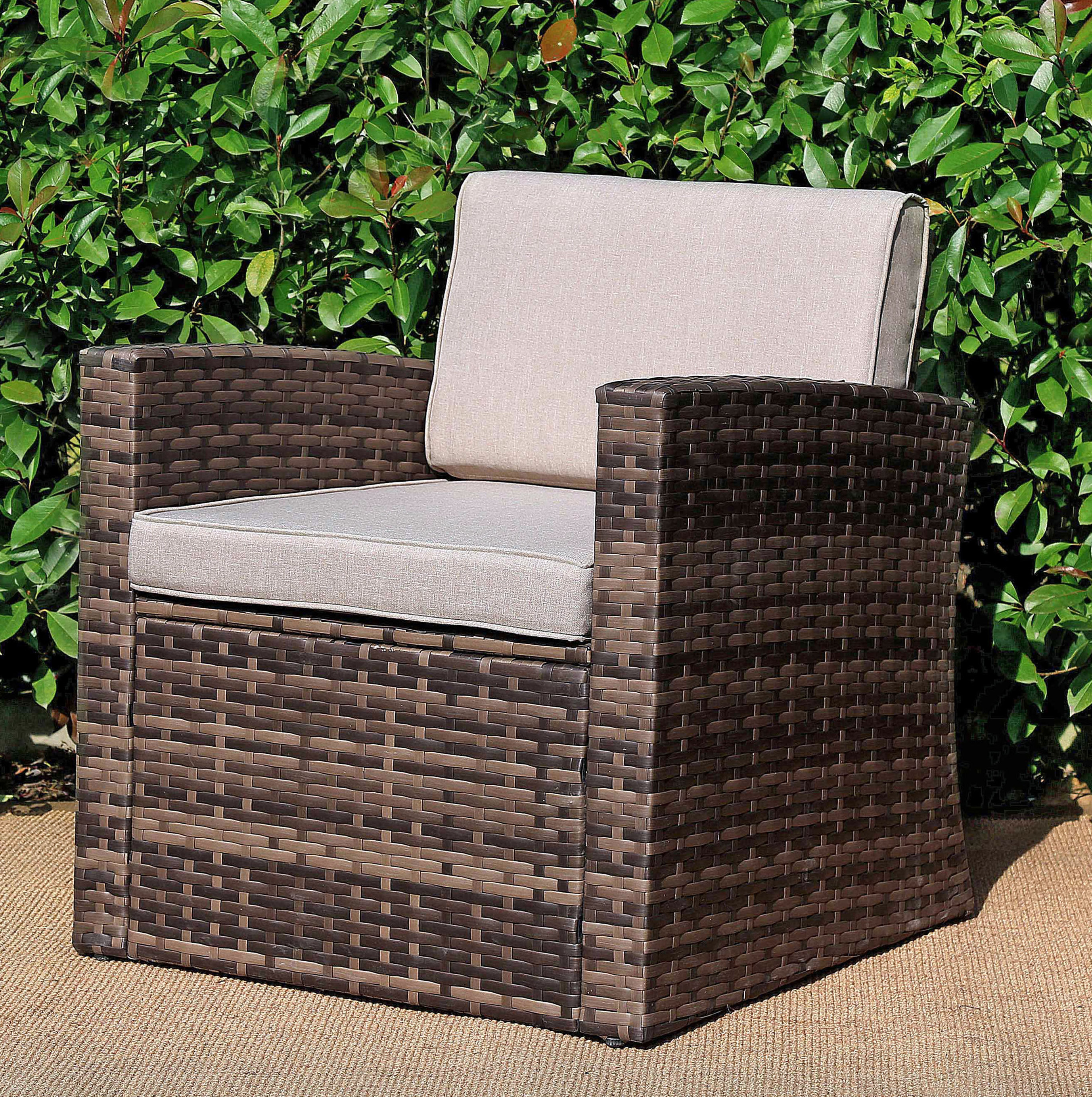 Winston Porter Chaise de jardin d'extérieur en rotin avec coussin Jazai ...