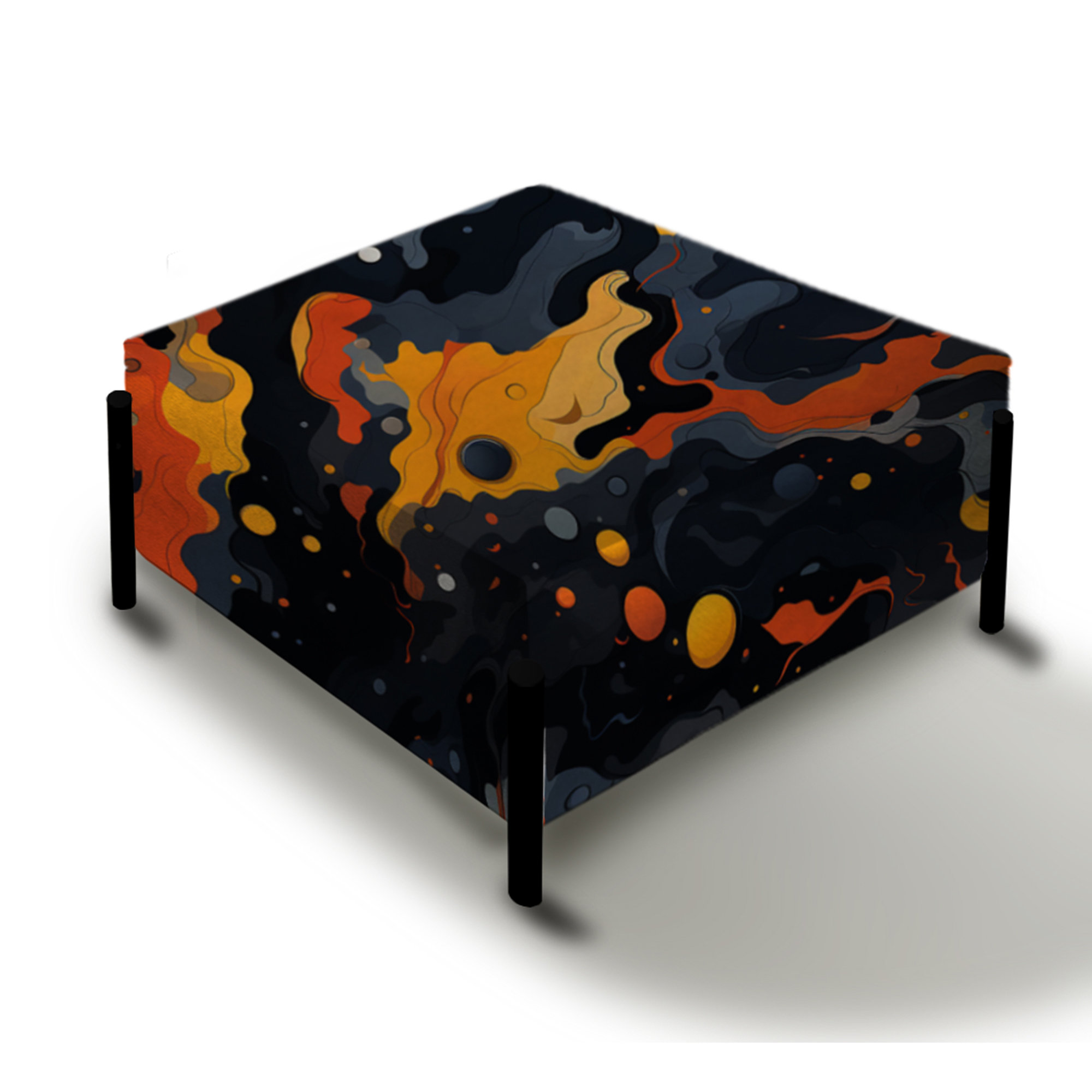 Design Art Cosmic Camo Odysseus - Abstract Large Square Ottoman | Wayfair