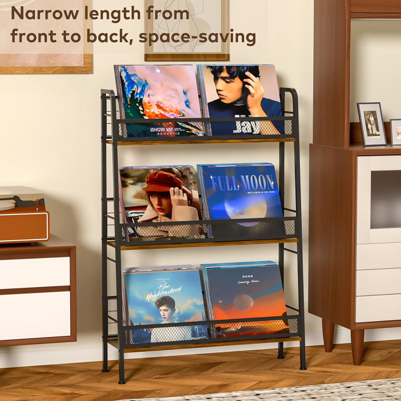 17 Stories Vinyl Record Storage, Vintage Industrial Vinyl Record Holder ...