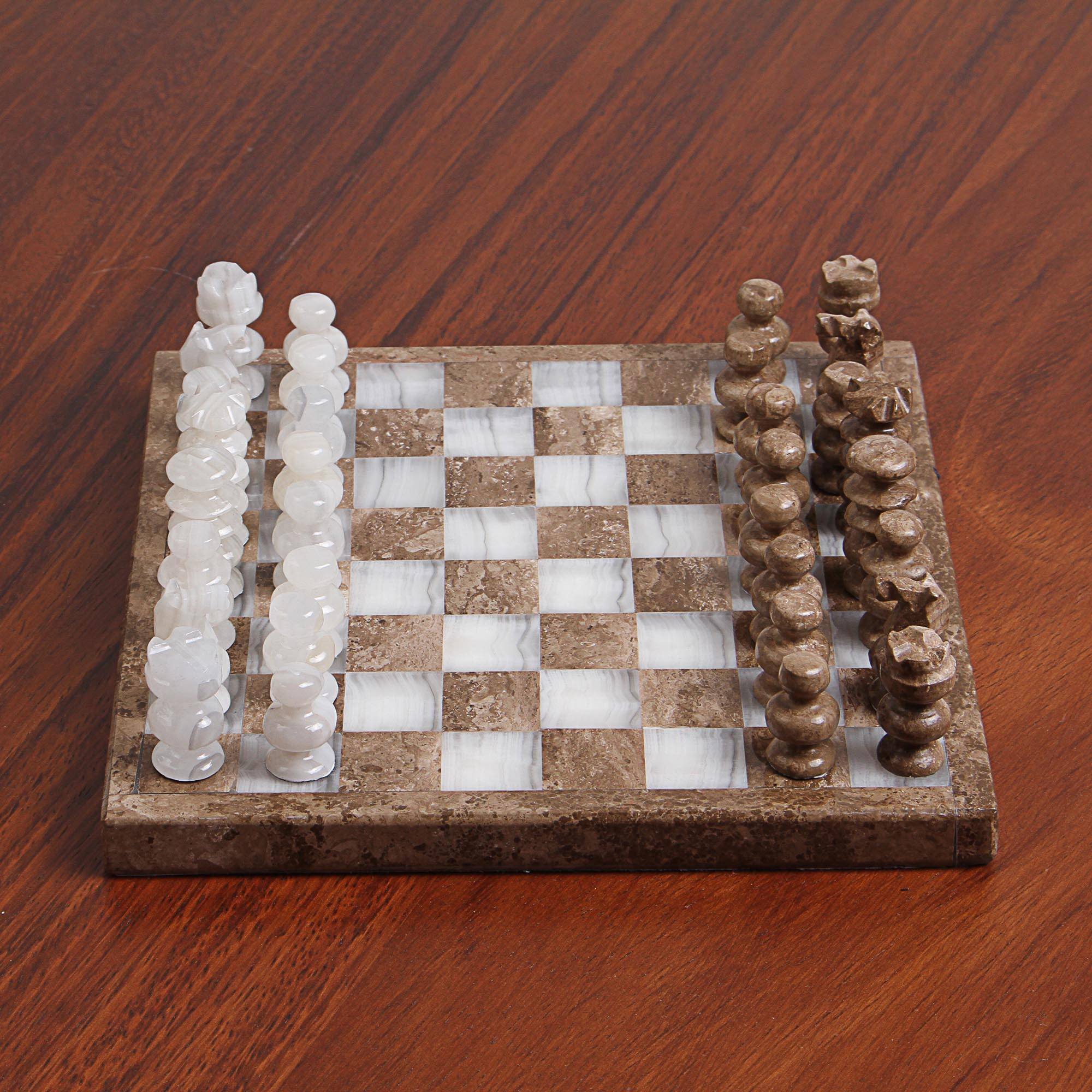 Wrought Studio™ Handmade Savageville Brown Chess Board Game | Wayfair