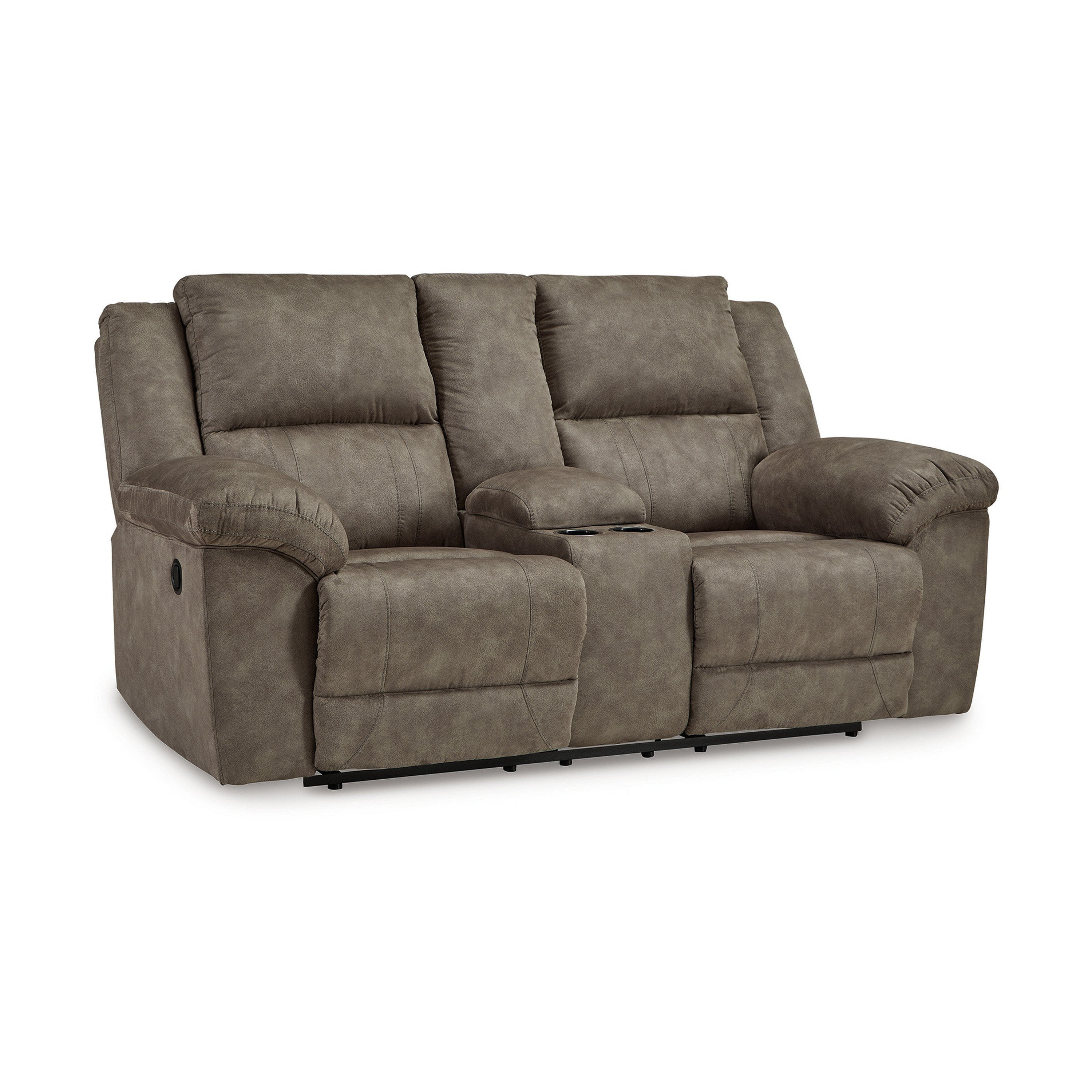 Benjara Larson Manual Double Recliner Oversize Loveseat, Brown Faux ...