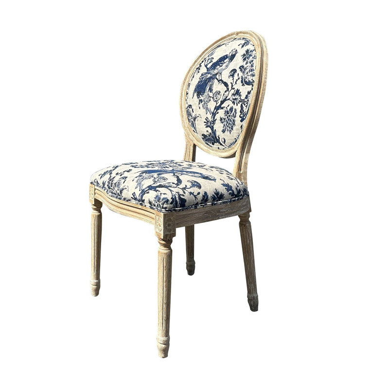 One Allium Way® Blue Fowl & Fruit Jacquard Dining Chair | Wayfair
