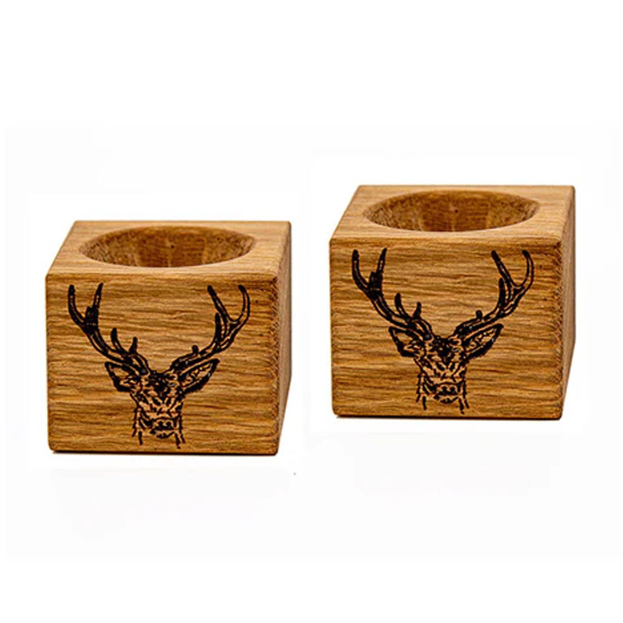 Lily Manor Set Of 2 Oak Egg Cups - Stag Prince | Wayfair.co.uk