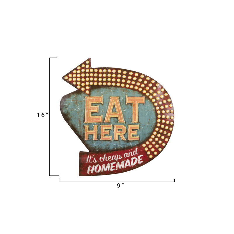 George Oliver Metal "Eat Here" Retro Wall Decor & Reviews | Wayfair